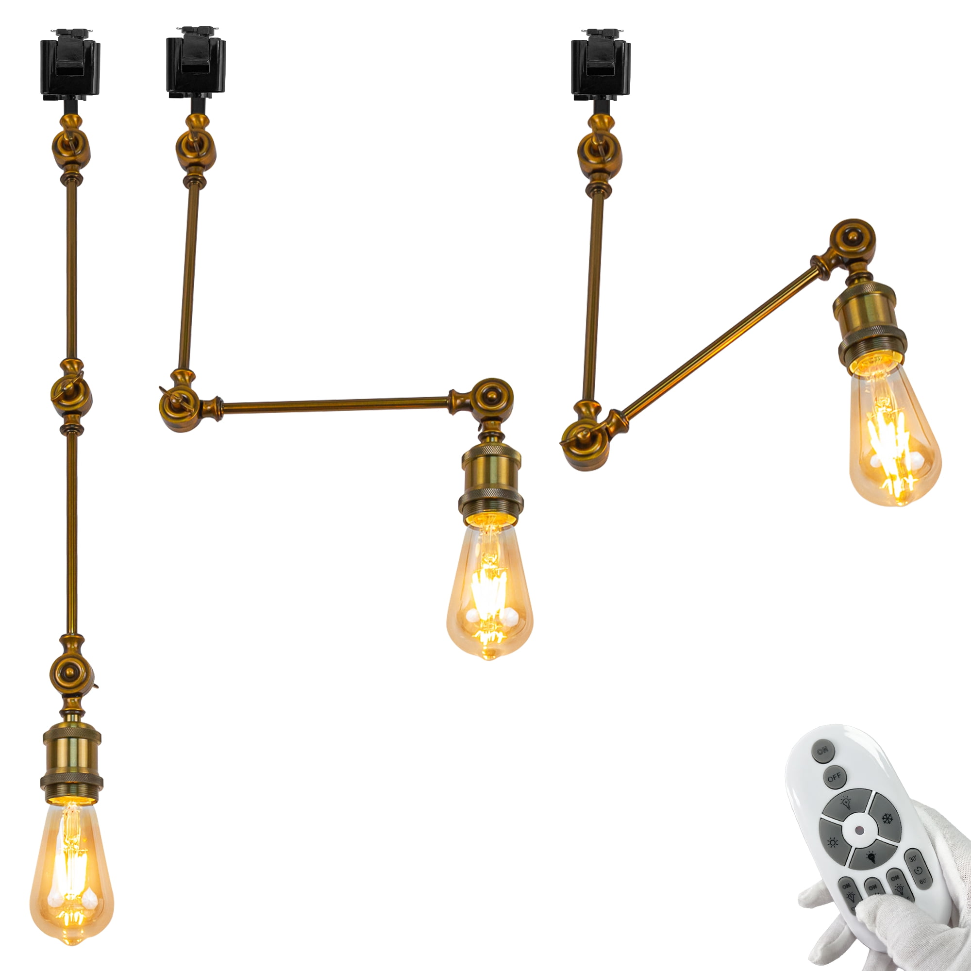 FSLiving Industrial Look Iron Antique Gold Bronze Pendant Light J Type ...
