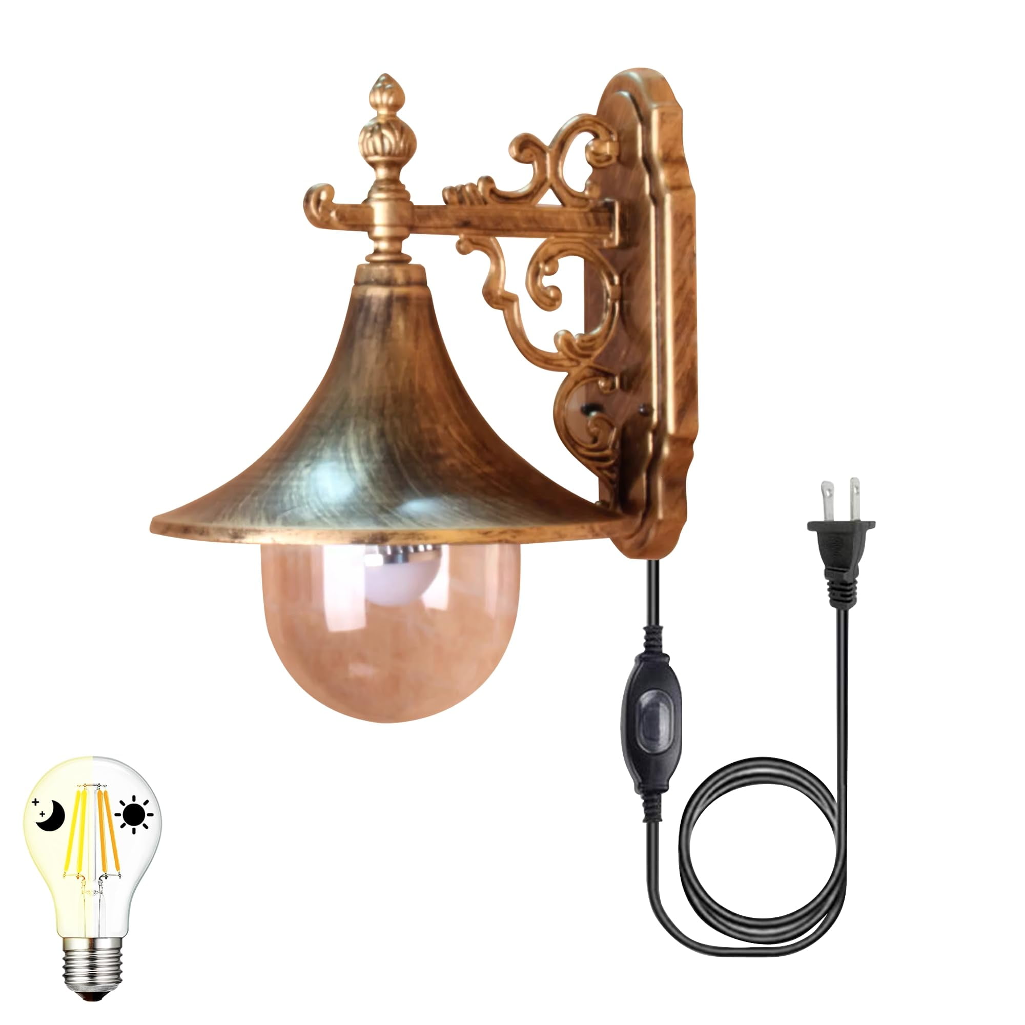 FSLiving Industrial Style AUTO Bronze Cast Wall Light Photocell, UL ...