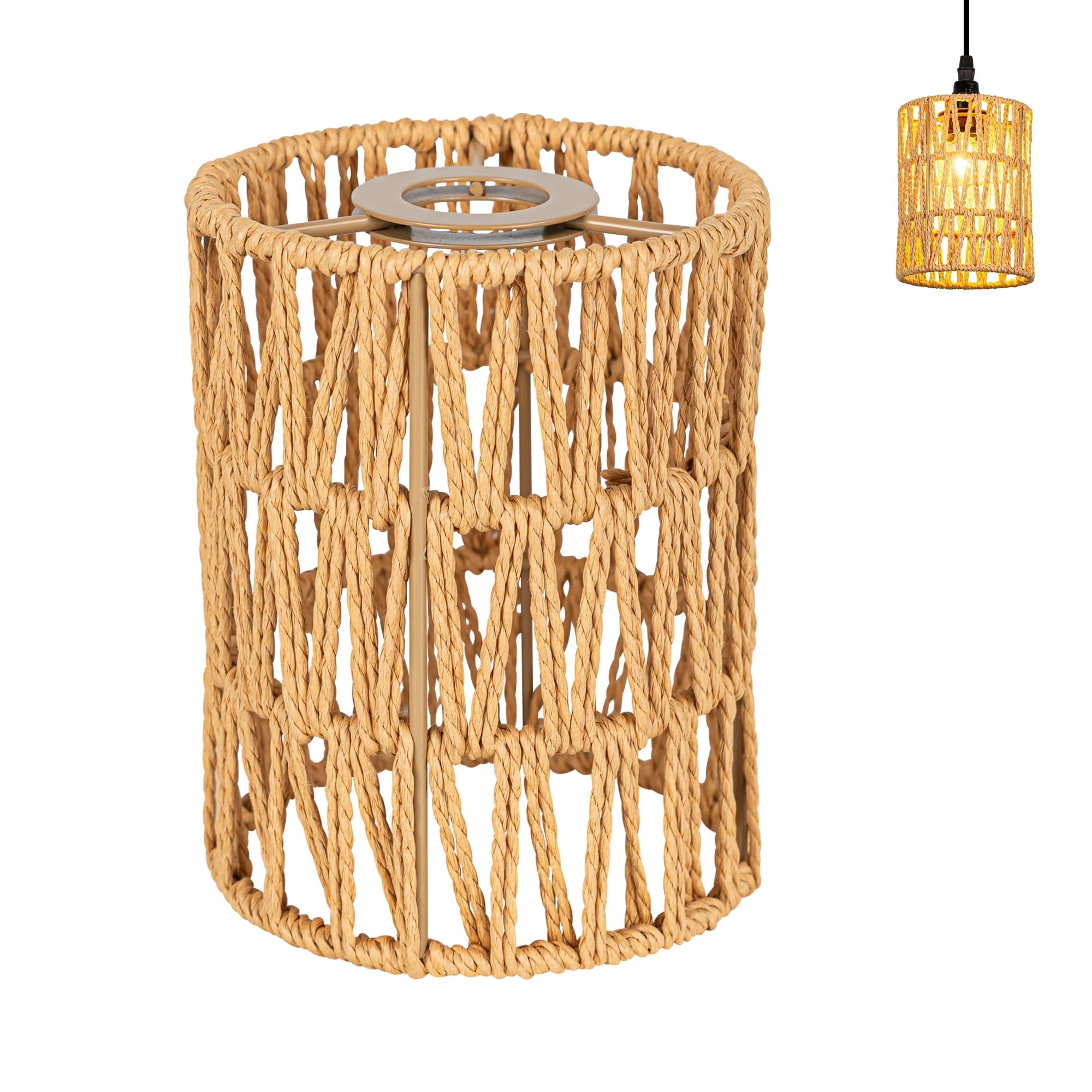 FSLiving Industrial Vintage Lamp Shade Replacement, Twine Natural ...