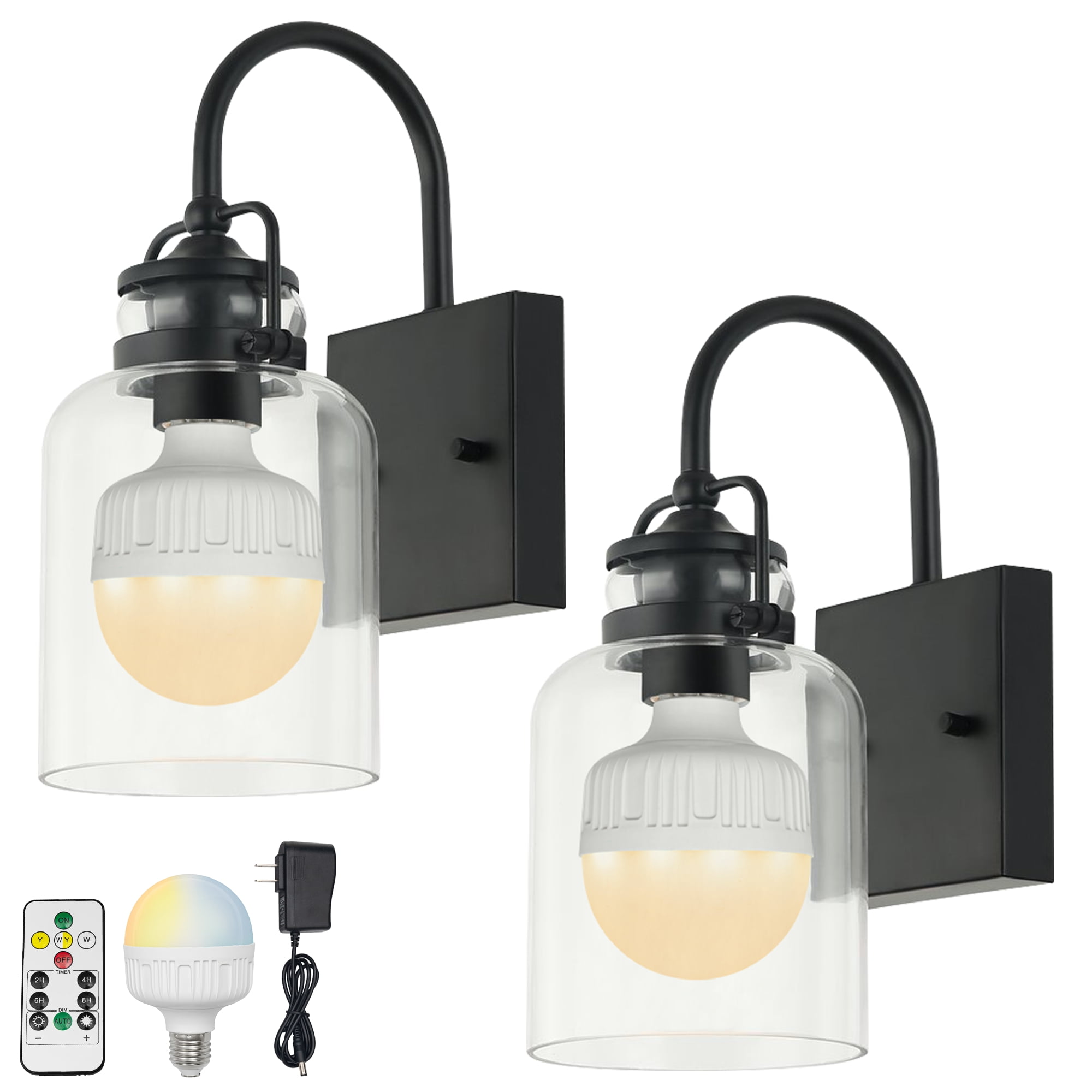 FSLiving Industrial Wall Sconces Rechargeable Battery Run Remote ...