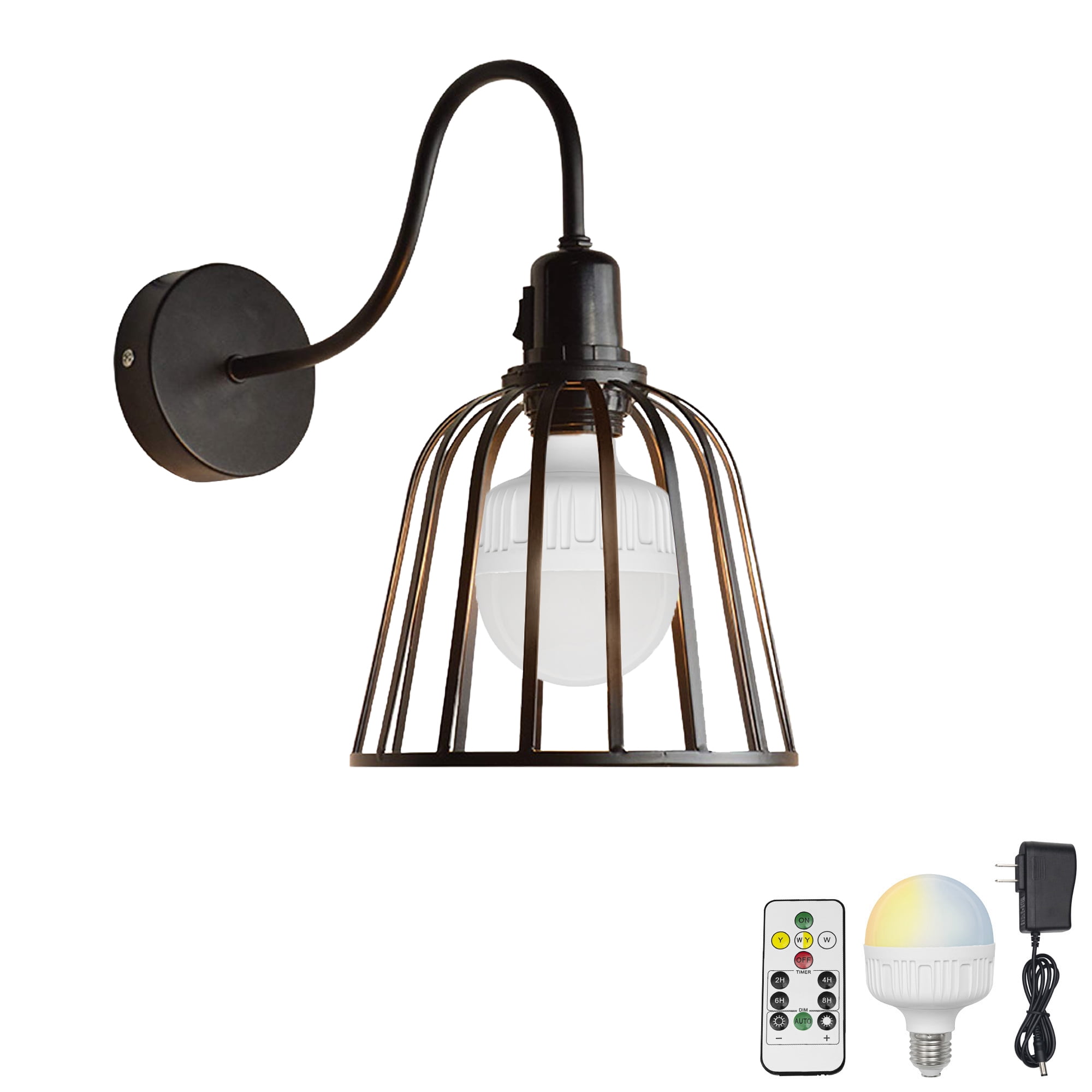 FSLiving Industrial Wall Sconces Rechargeable Battery Run Remote ...