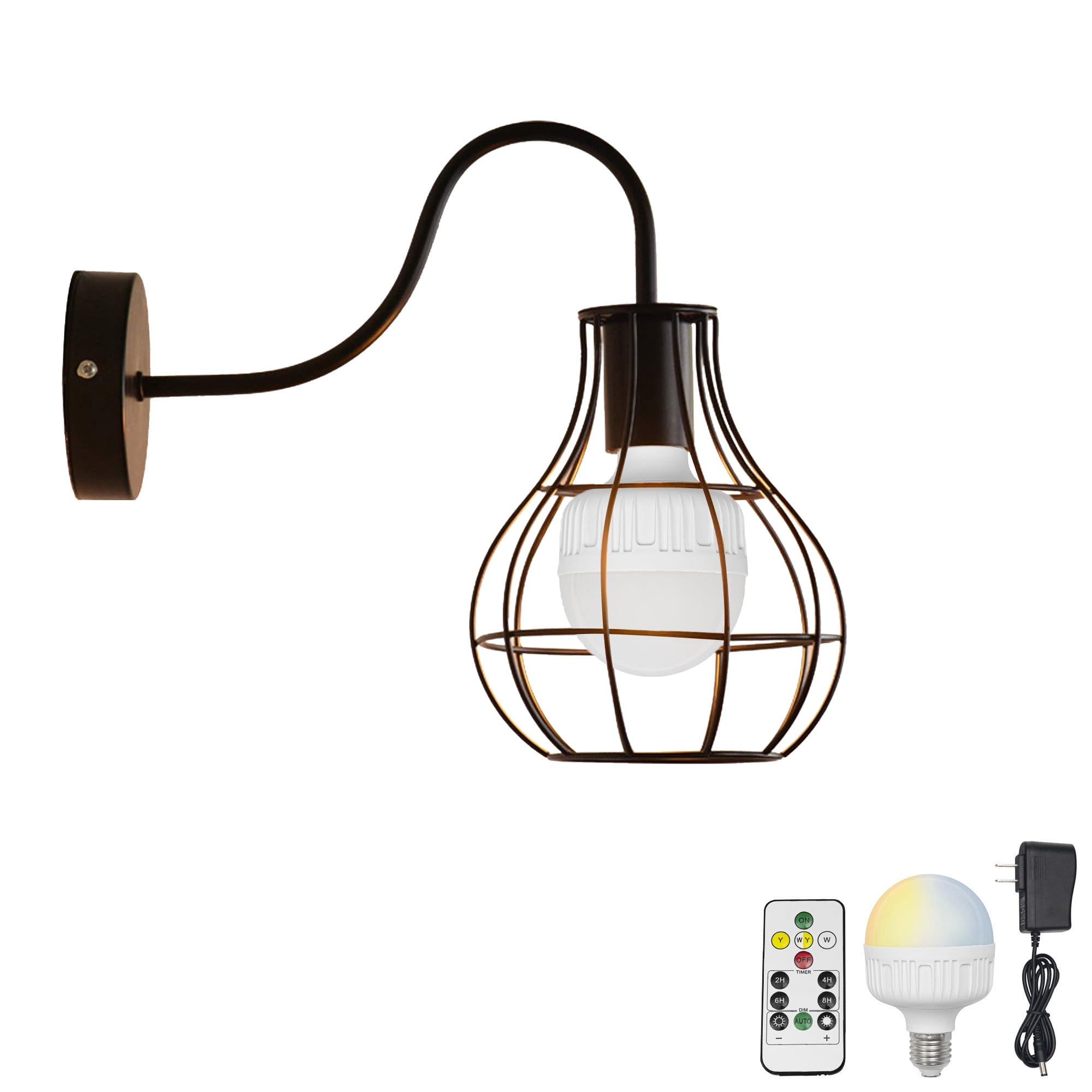 FSLiving Industrial Wall Sconces Rechargeable Battery Run Remote ...