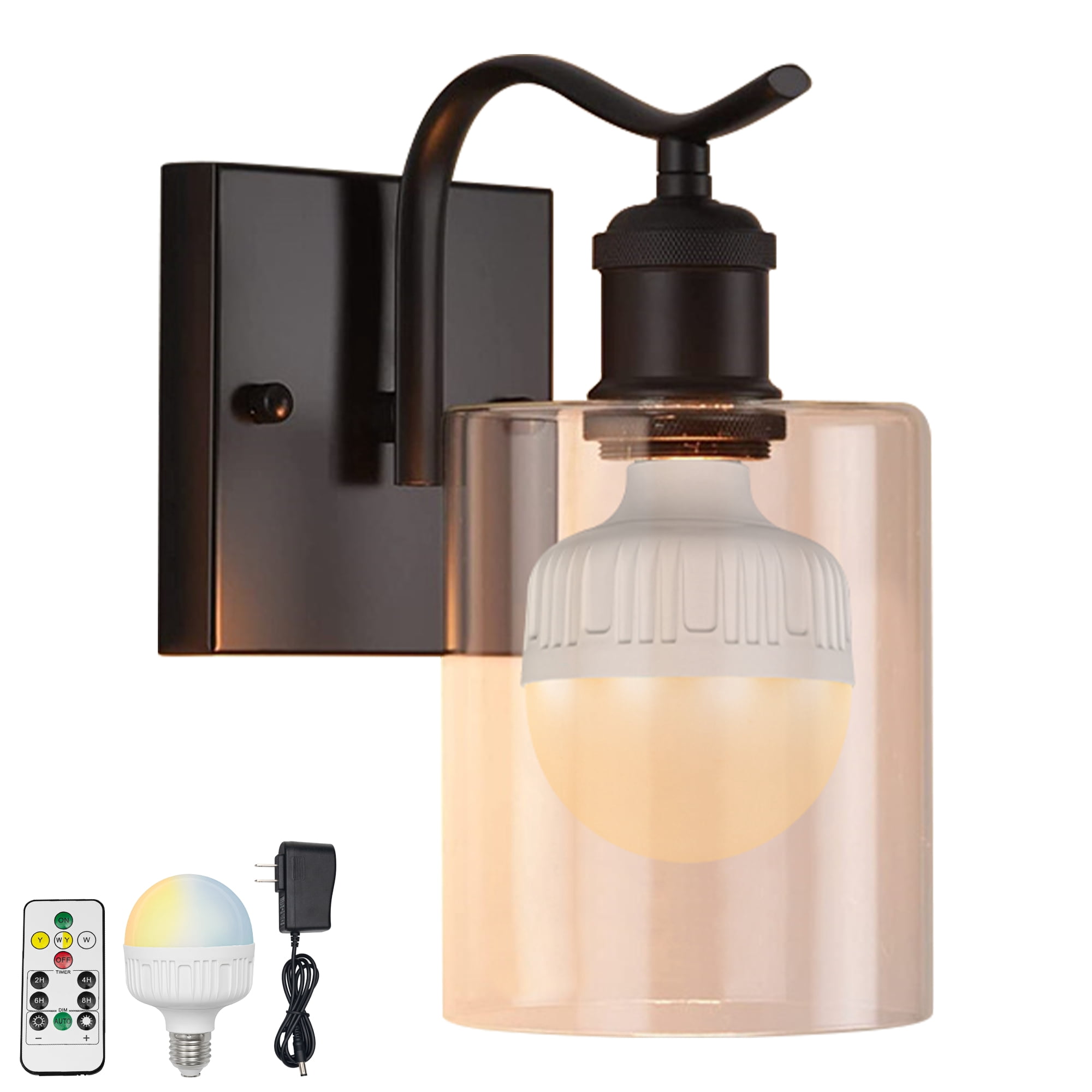 FSLiving Industrial Wall Sconces Rechargeable Battery Run Remote ...