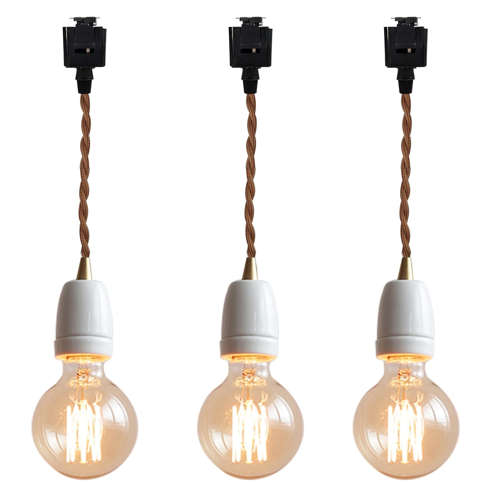 FSLiving J Track Lighting E26 Ceramic Base 2 Feet Brown Twisted Cord ...