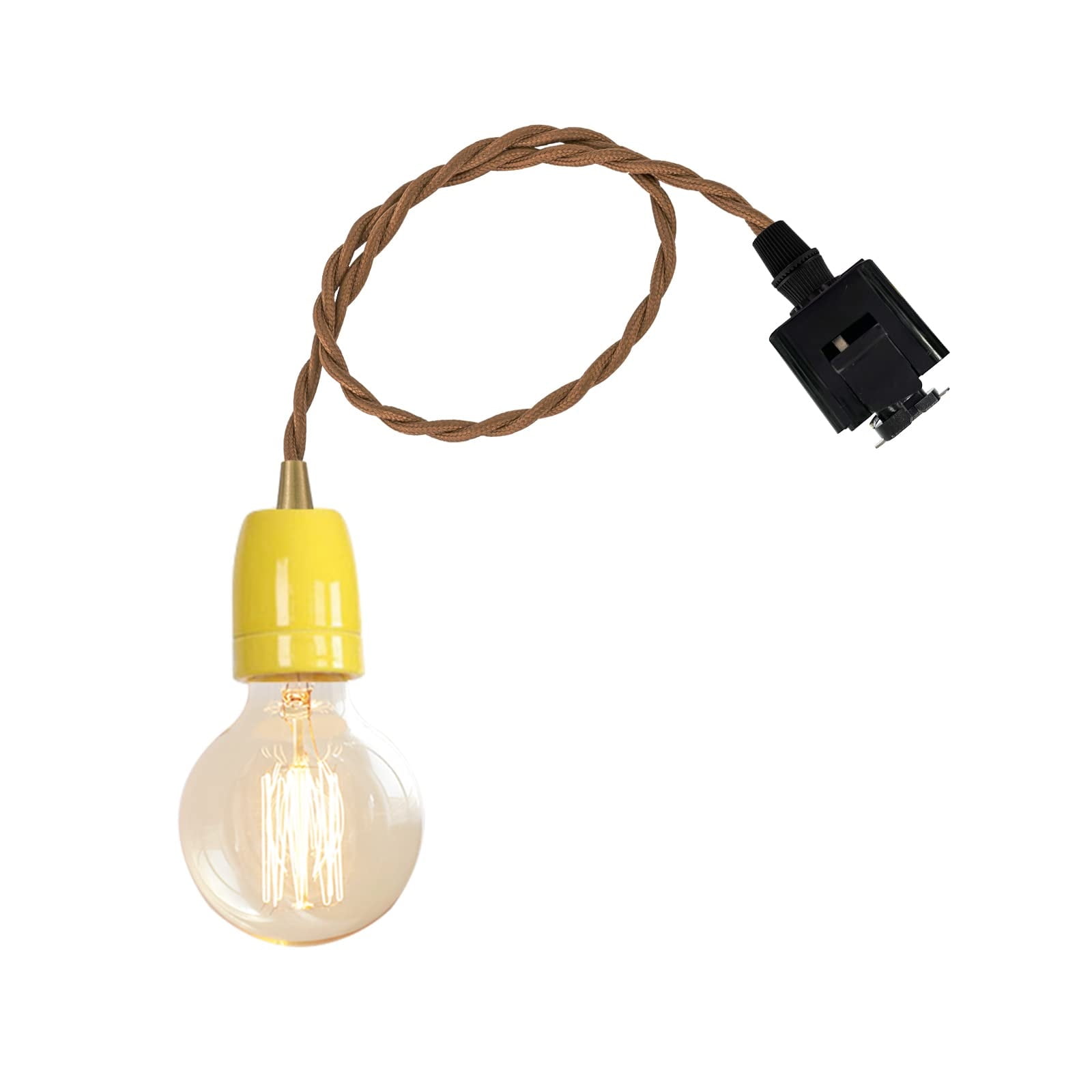 FSLiving J Track Lighting E26 Ceramic Base 2 Feet Brown Twisted Cord ...
