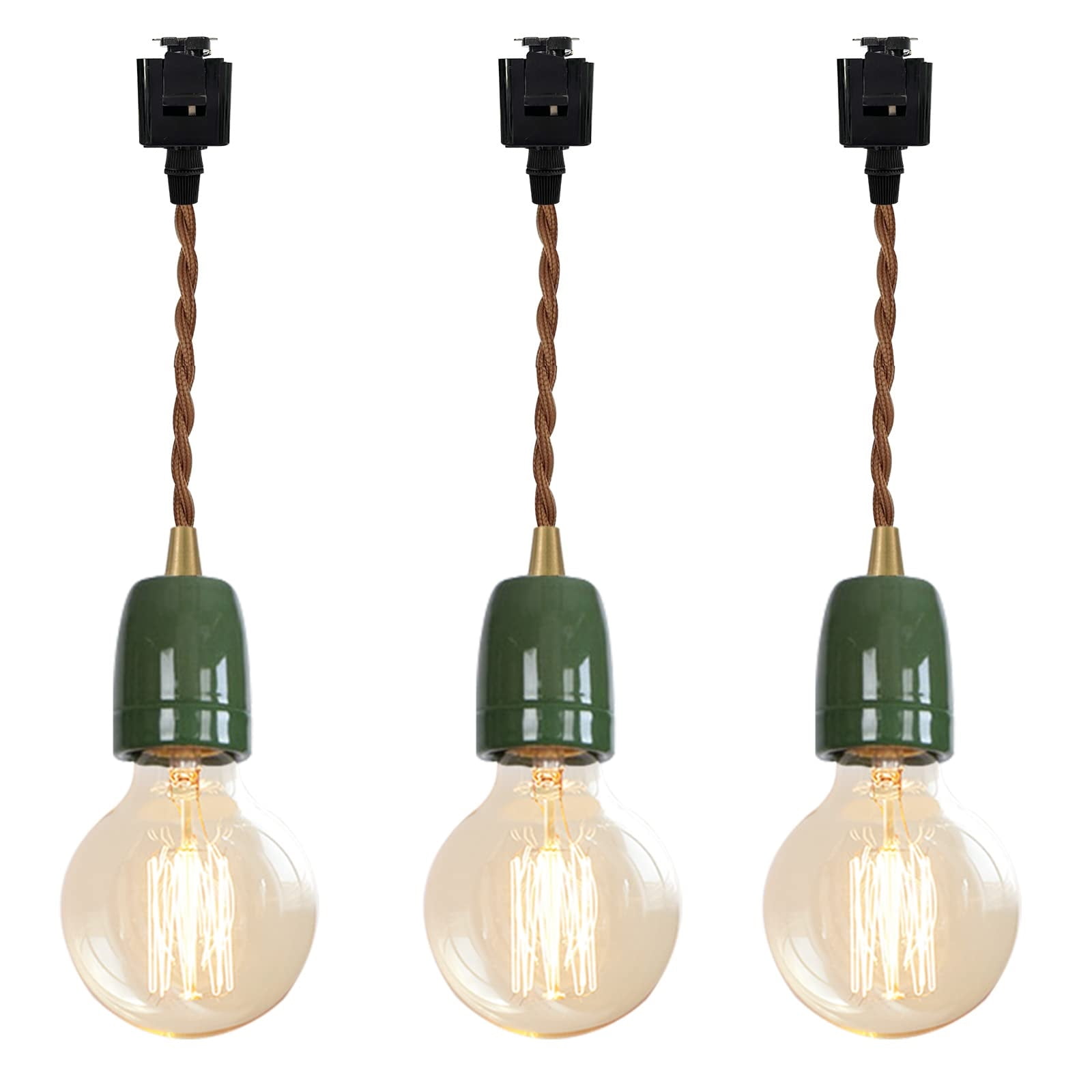 FSLiving J Track Lighting E26 Ceramic Base 2 Feet Brown Twisted Cord ...