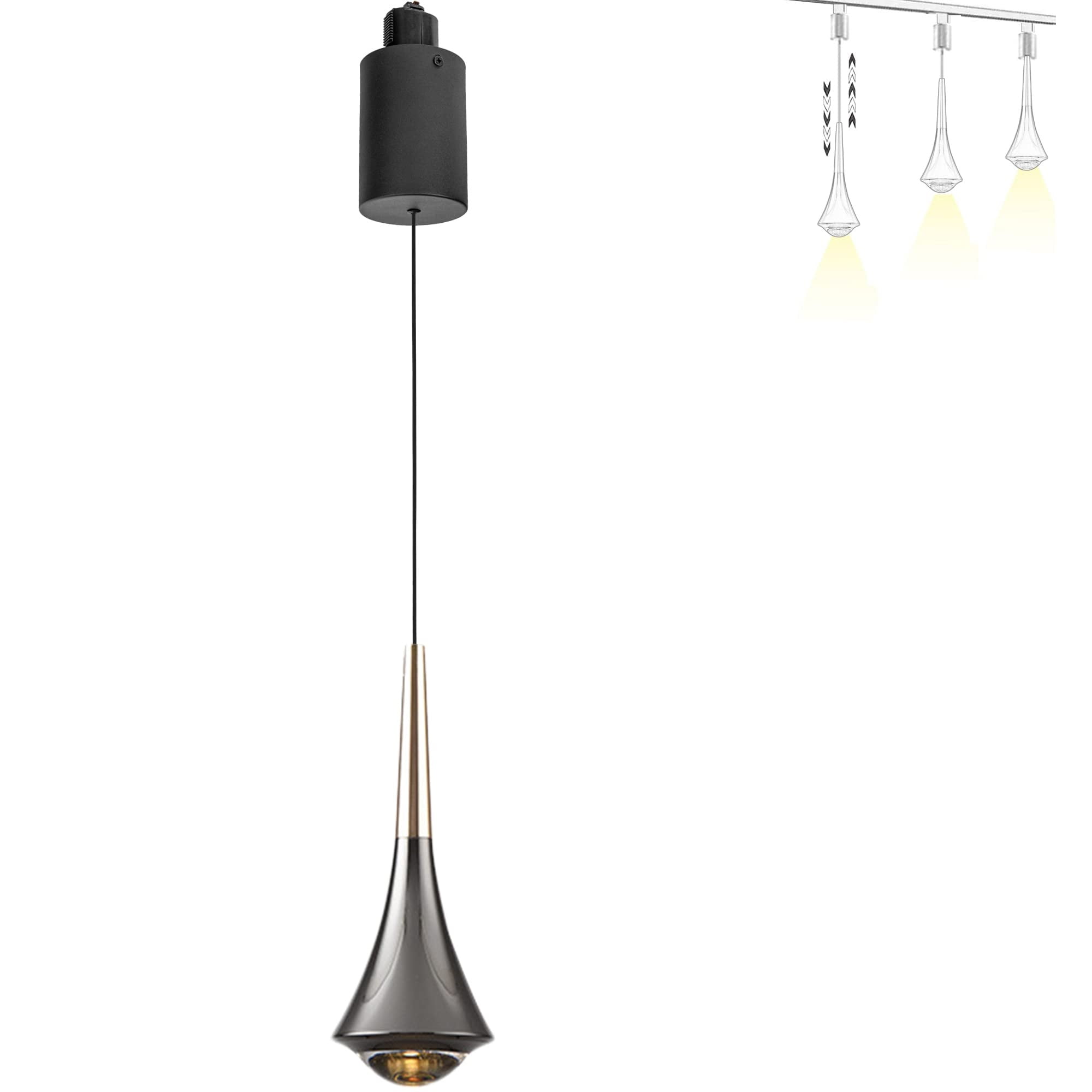 FSLiving J-Type Track Light with 7W COB LED Retractable Lift Track ...