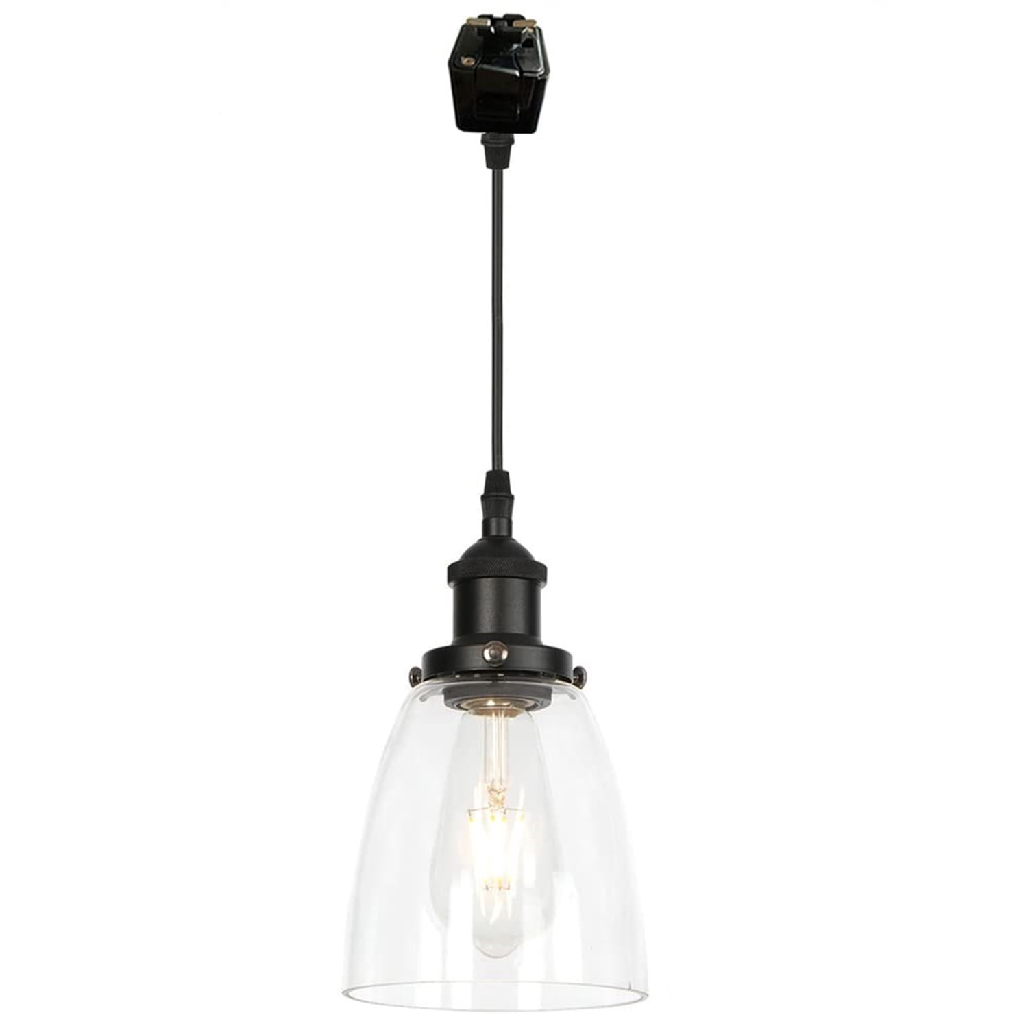 Fsliving J Type Track Light Cone Clear Glass Lampshade With Black E26