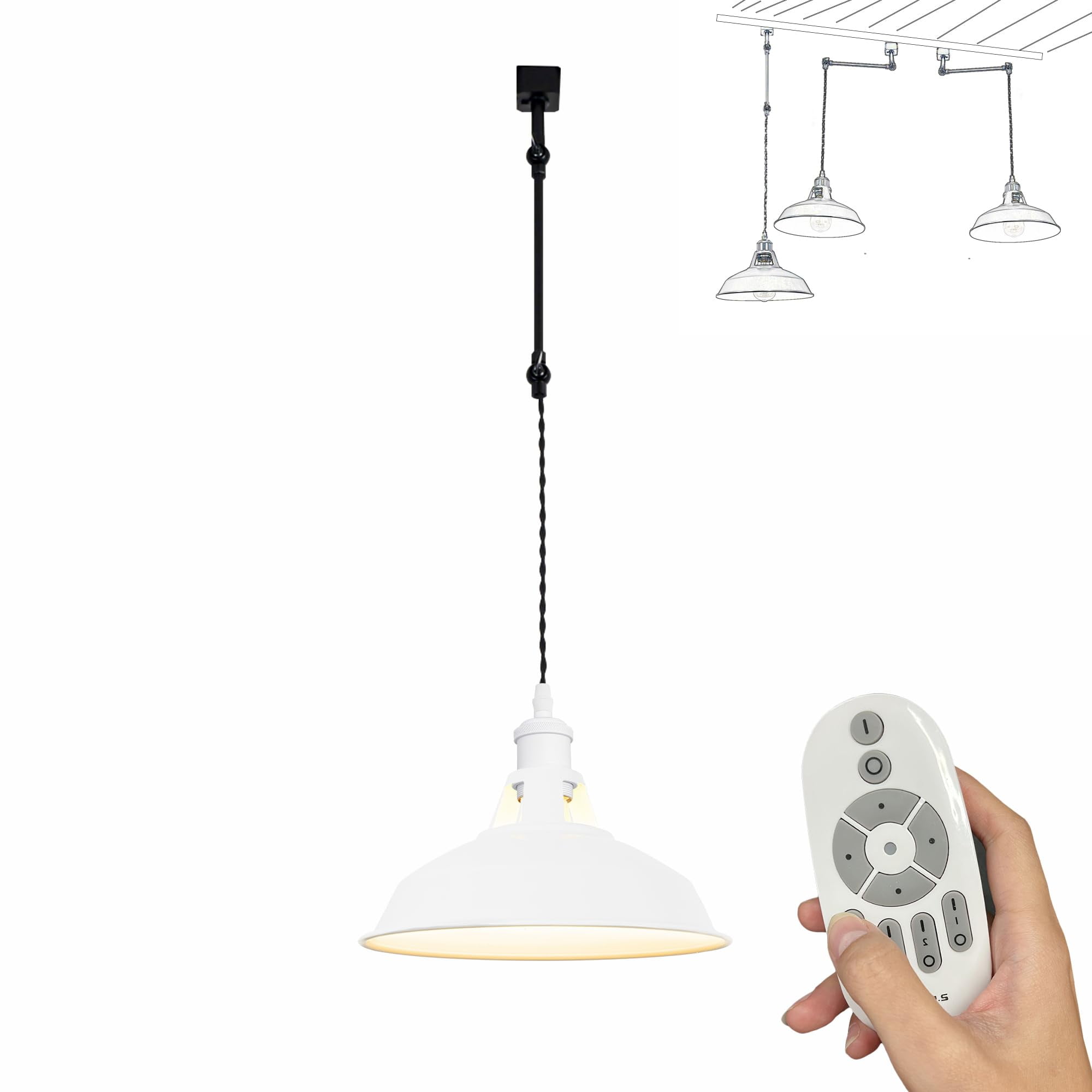 FSLiving J-Type Track Light Pendants with Cord Macaron White Shade E26 ...