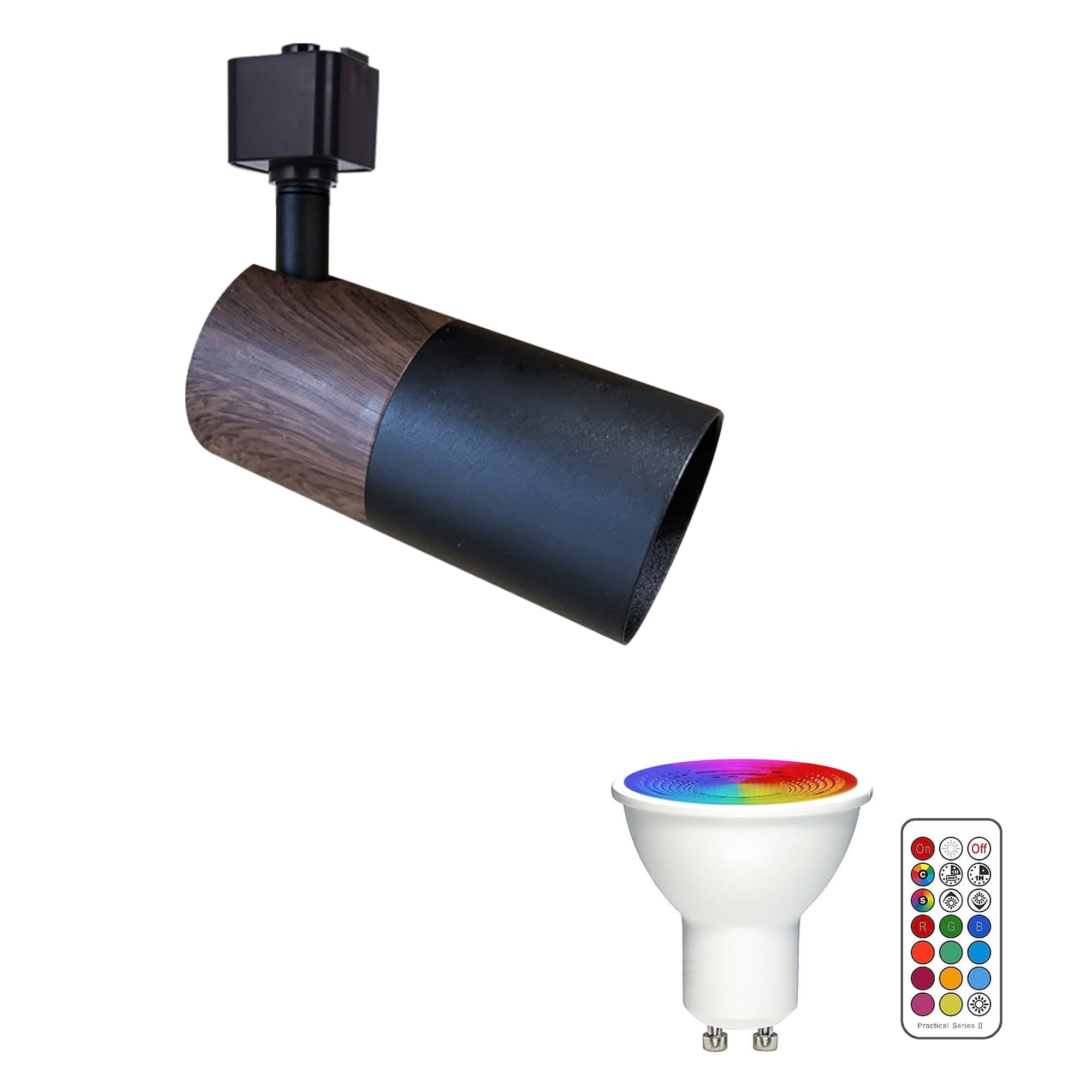 FSLiving J Type Track Lighting,Gimbaled Wood Cylinder Ceiling ...