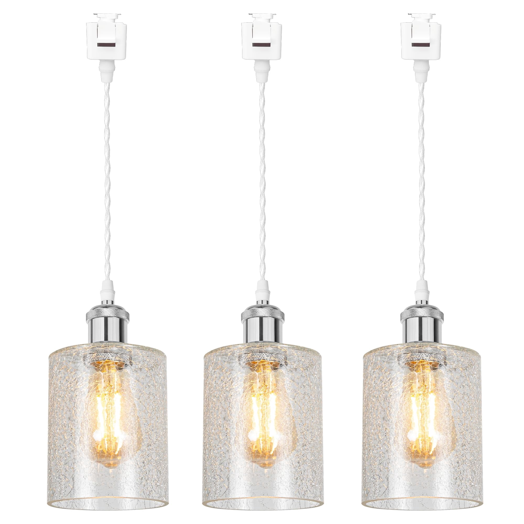 FSLiving J Type Track Lighting Pendants Crack Finish Cylinder Clear ...