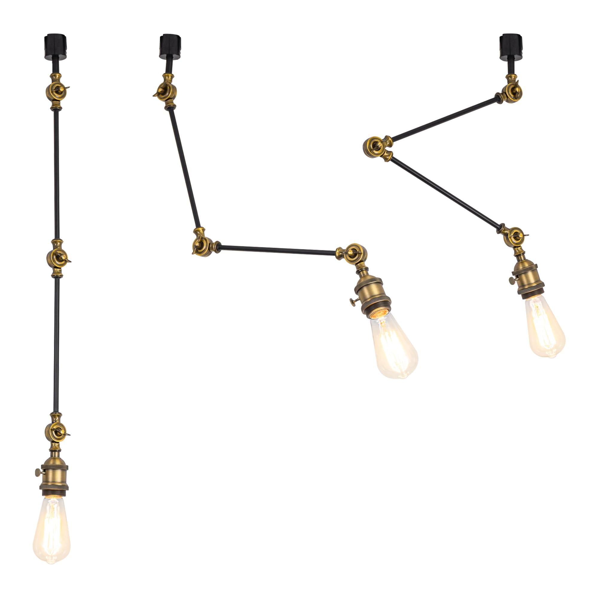 FSLiving J-Type Track Pendant Light with Adjustable Arm,Vinatge E26 ...