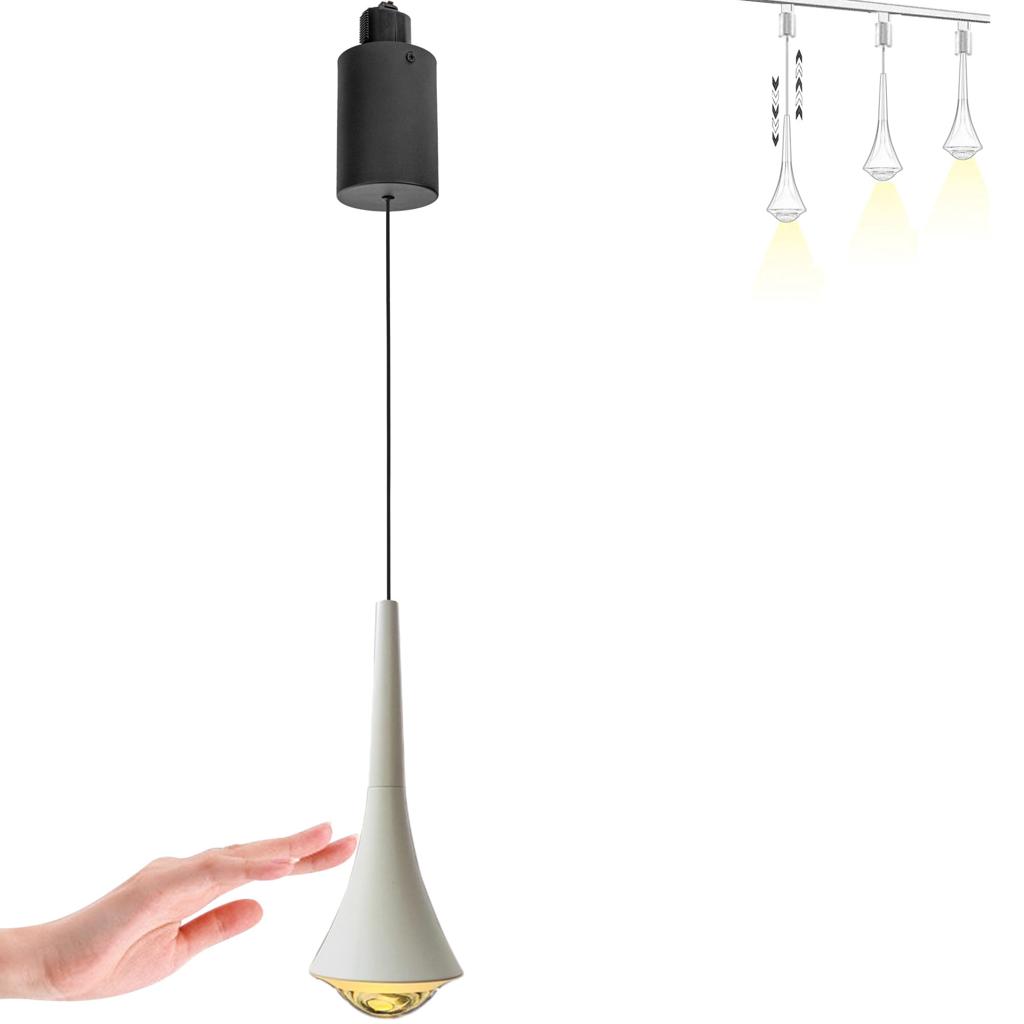 FSLiving J-Type Track Pendant Light with Adjustable Height Dimmable 7W ...