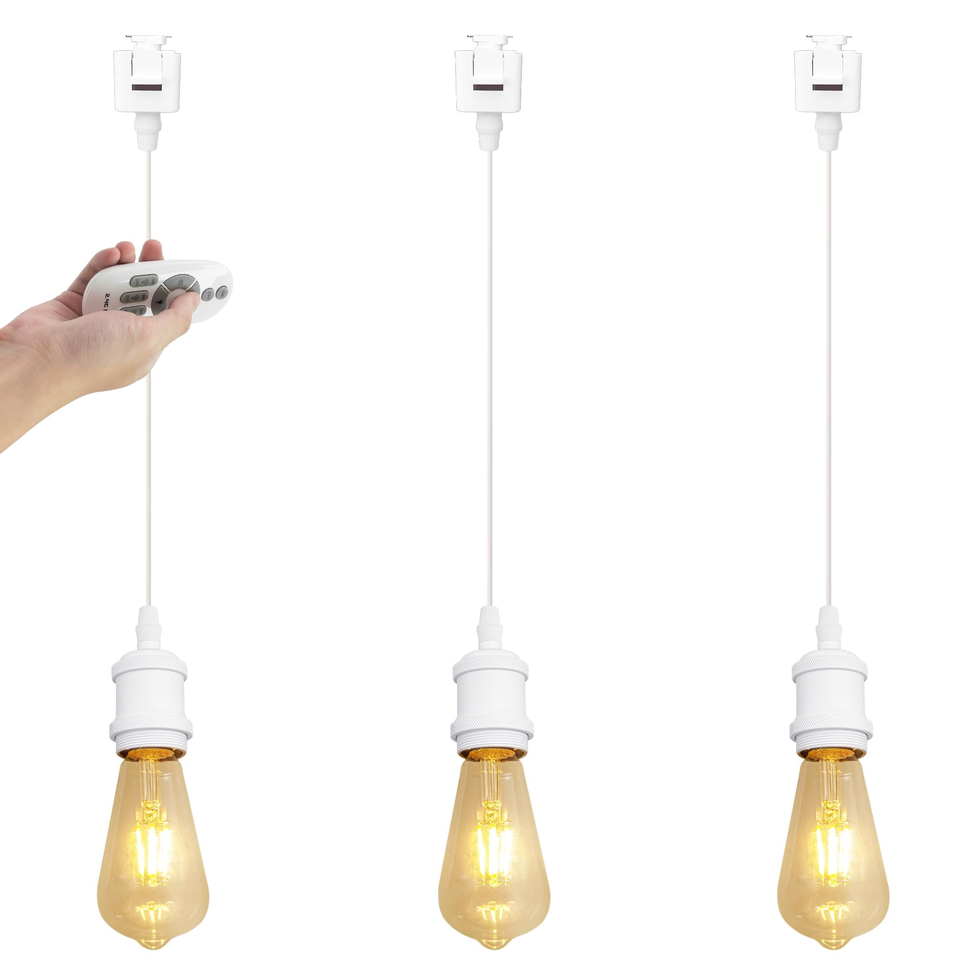 FSLiving J-Type Track Pendant Light Black Cord Iron E26 Smart LED ...