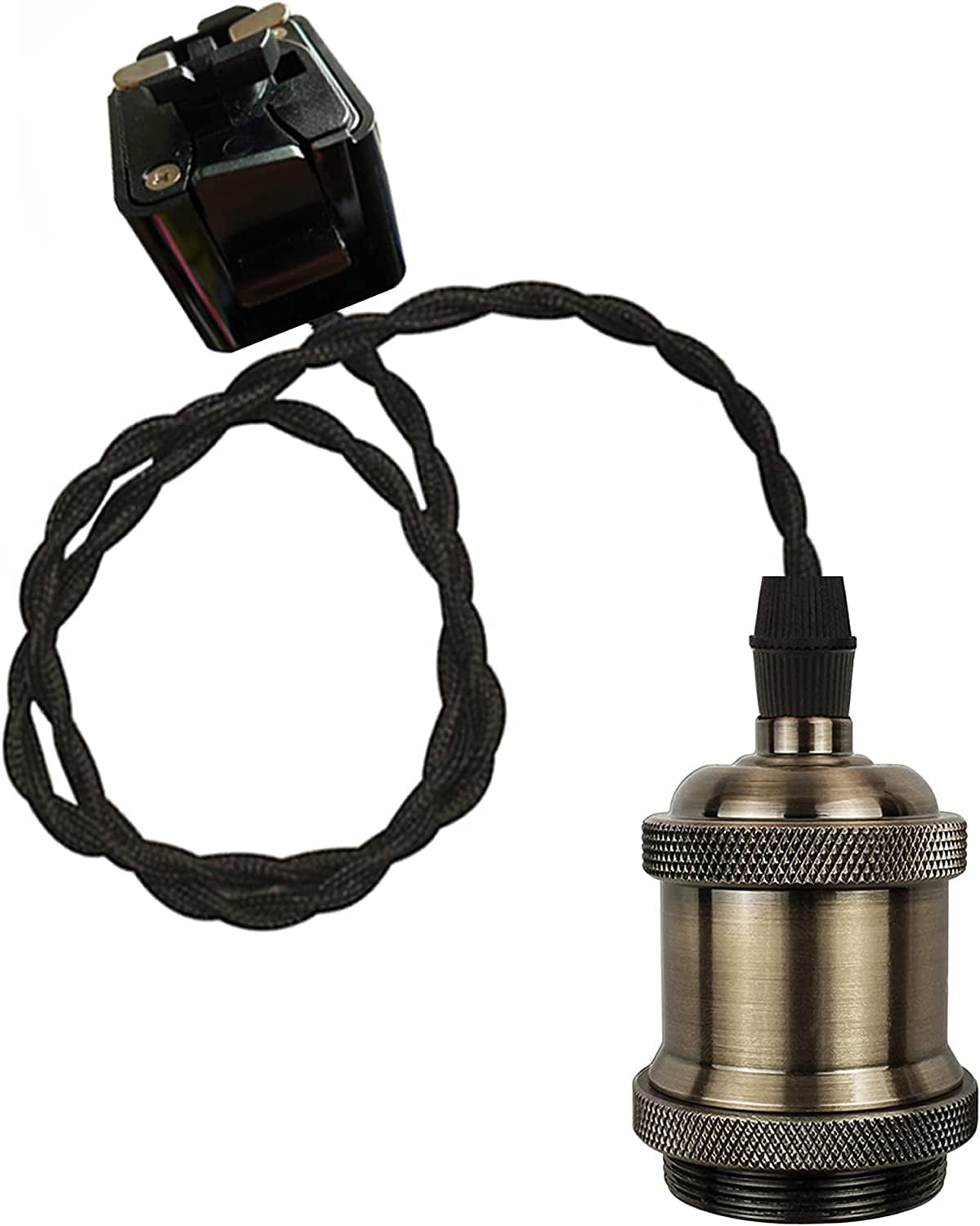 FSLiving J-Type Track Pendant Light Black Weave Rope Cord Bronze Iron ...