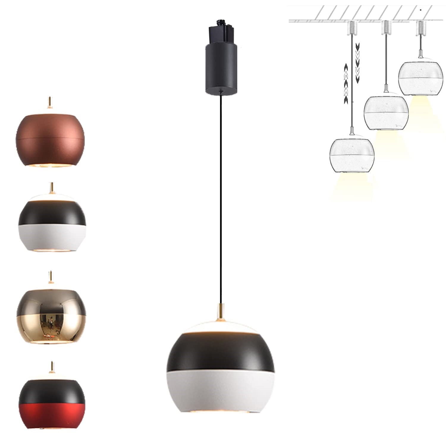 FSLiving J Type Track Pendant Light Creative Lifting Pendant Light ...