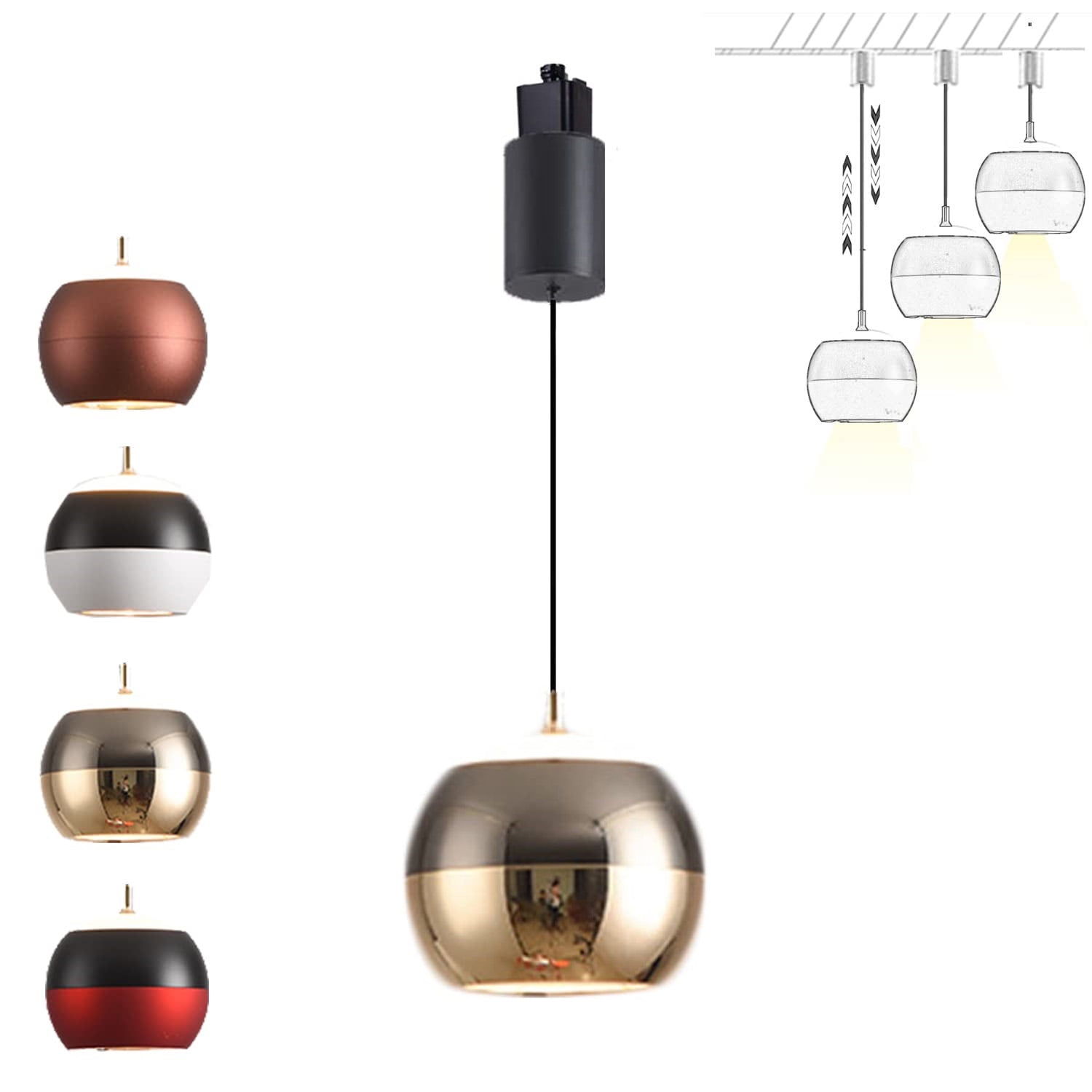 FSLiving J Type Track Pendant Light Creative Lifting Pendant Light ...