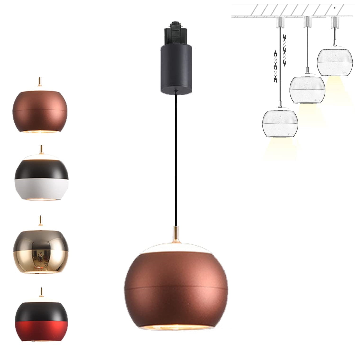 FSLiving J Type Track Pendant Light Creative Lifting Pendant Light ...