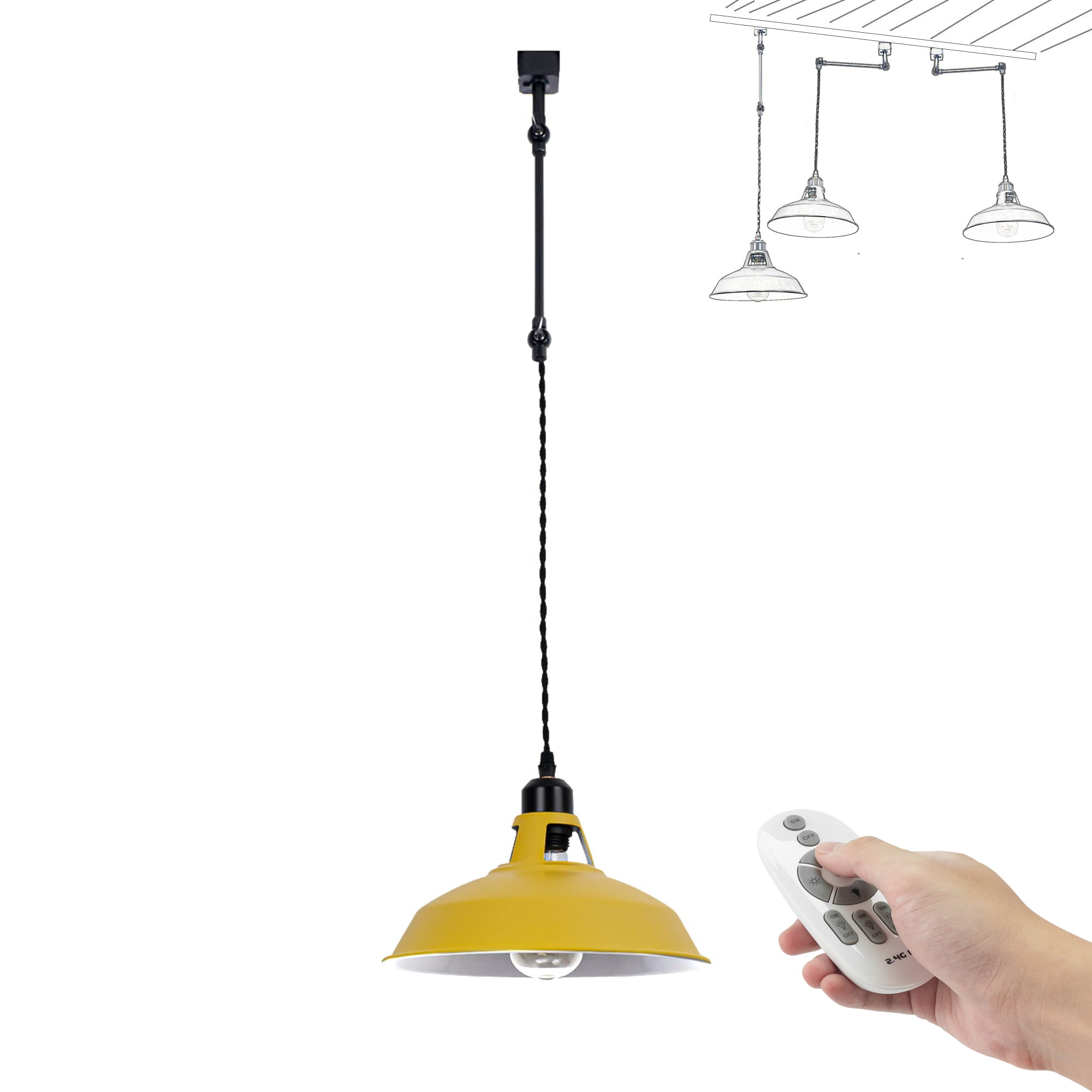 FSLiving J-Type Track Pendant Light with E26 Dimmable LED Edison Bulb ...