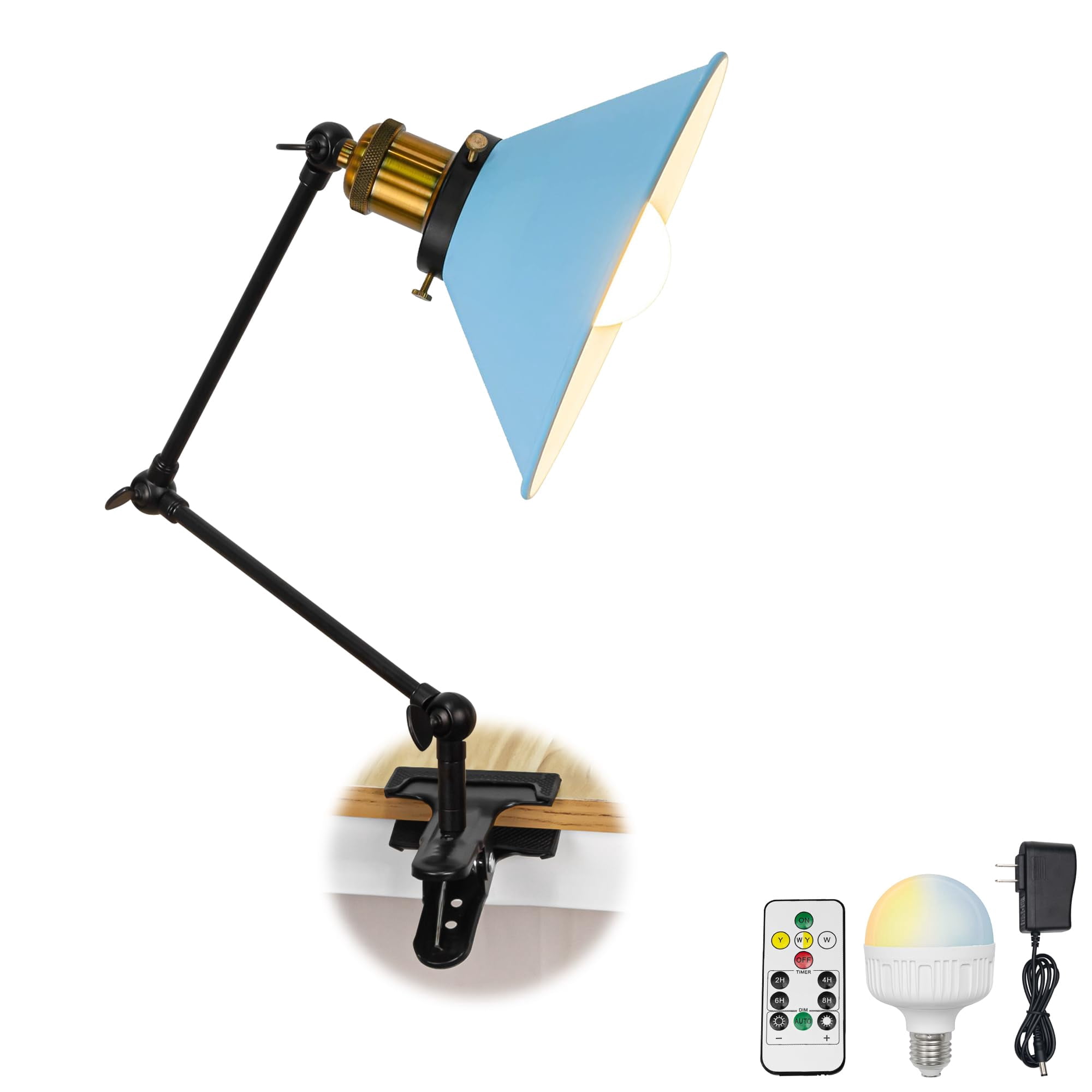 FSLiving LED Clip Light Pole Mount Rechargeable Remote Control Desk ...