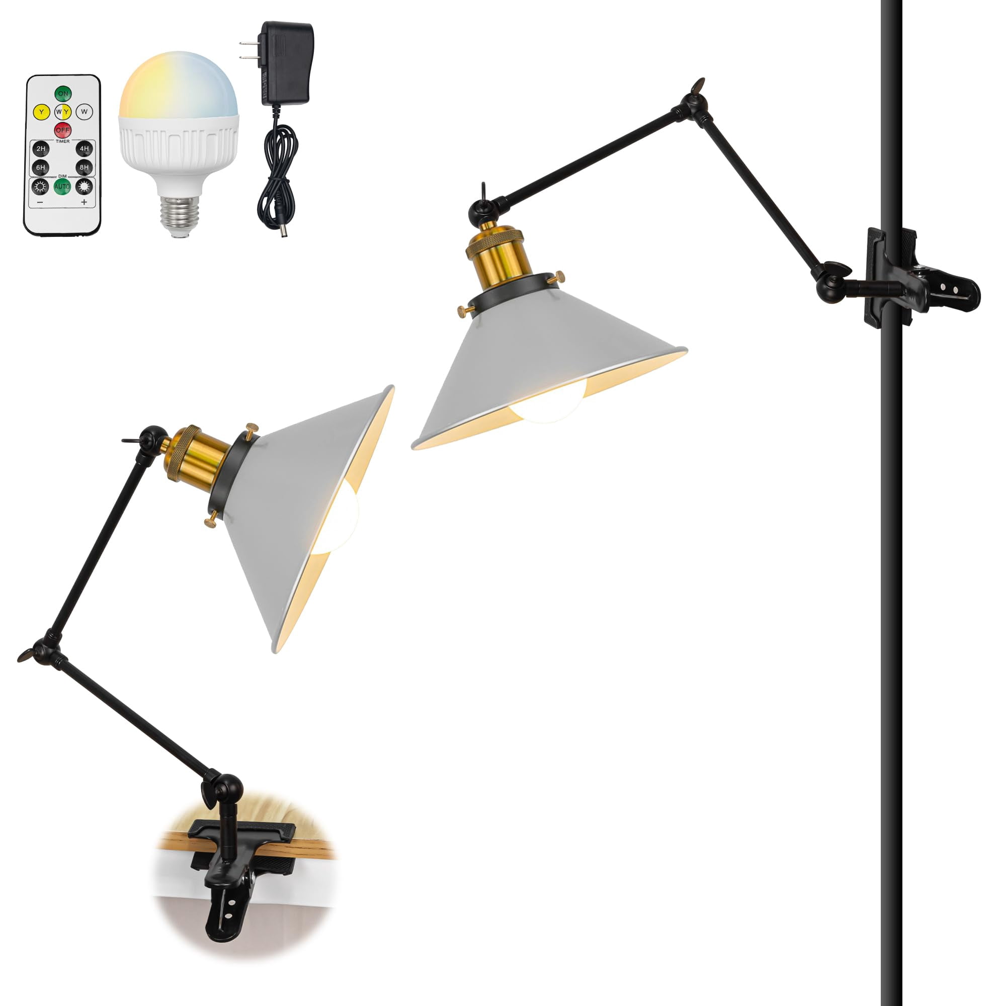 FSLiving LED Clip Light Pole Mount Rechargeable Remote Control Desk ...