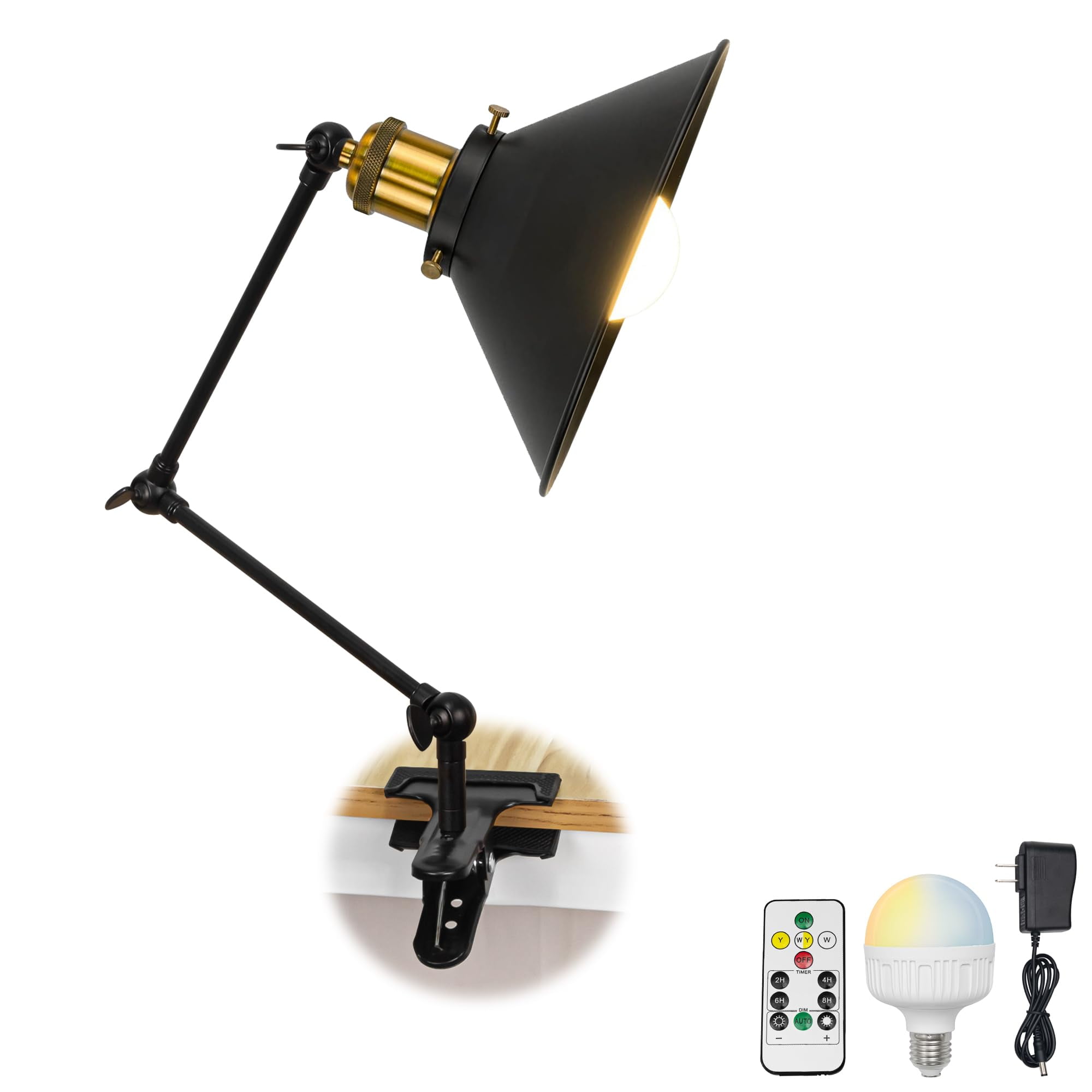 FSLiving LED Clip Light Pole Mount Rechargeable Remote Control Desk ...