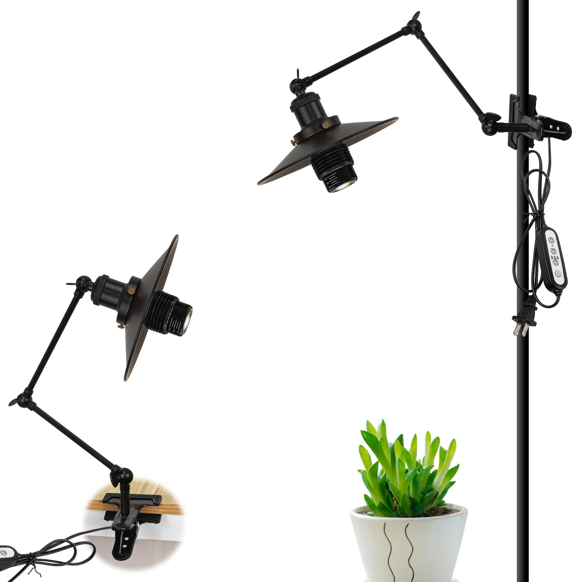FSLiving LED Clip Light, Pole Mounted, Plant Growing Light, Arm: 7.1 ...