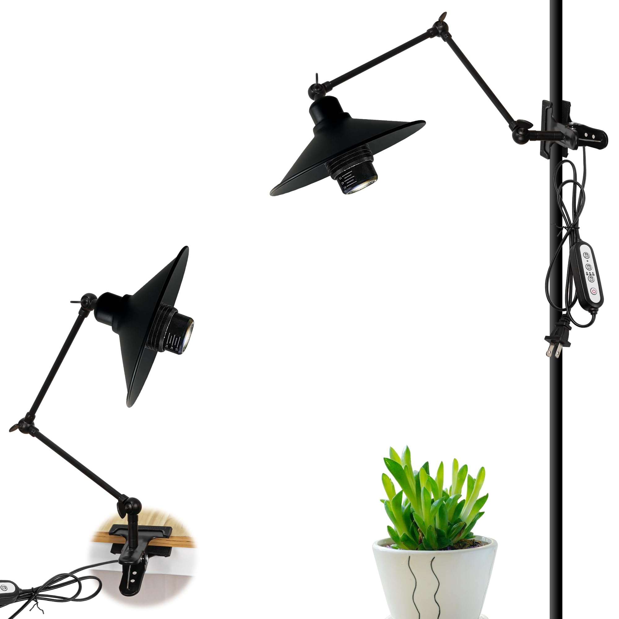 FSLiving LED Clip Light, Pole Mounted, Plant Growing Light, Arm: 7.1 ...
