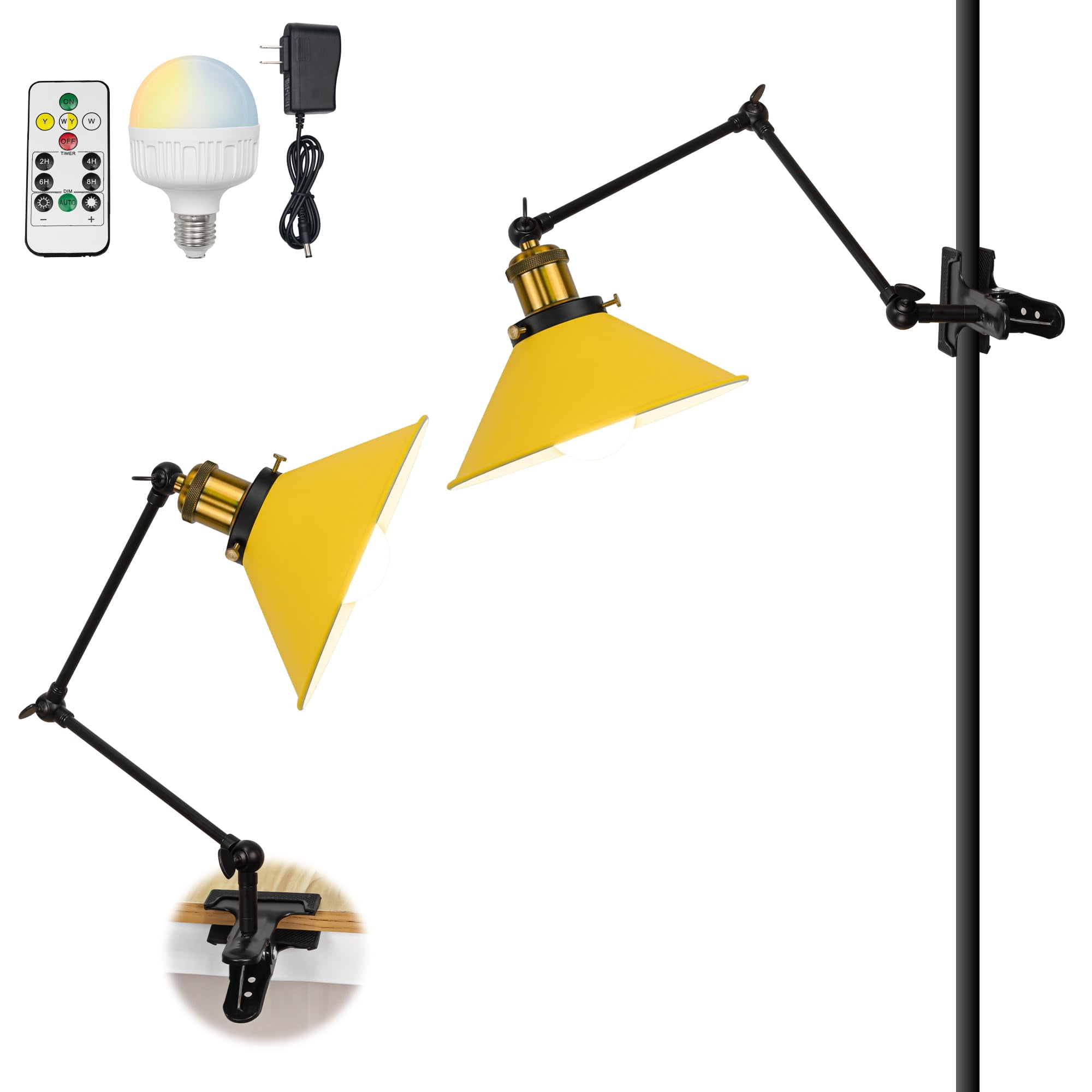 FSLiving LED Clip Light, Pole Mounted, Rechargeable, Remote Control ...
