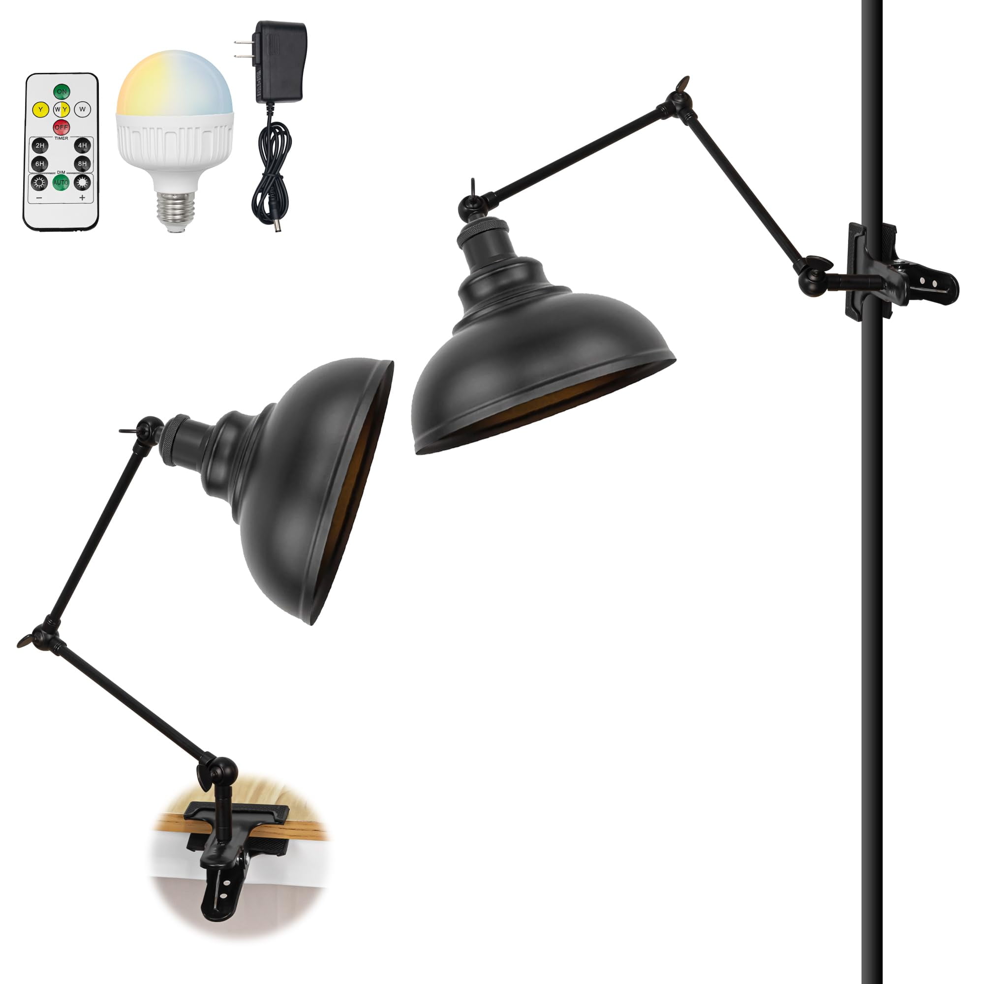 FSLiving LED Clip Light, Pole Mounted, Rechargeable, Remote Control ...