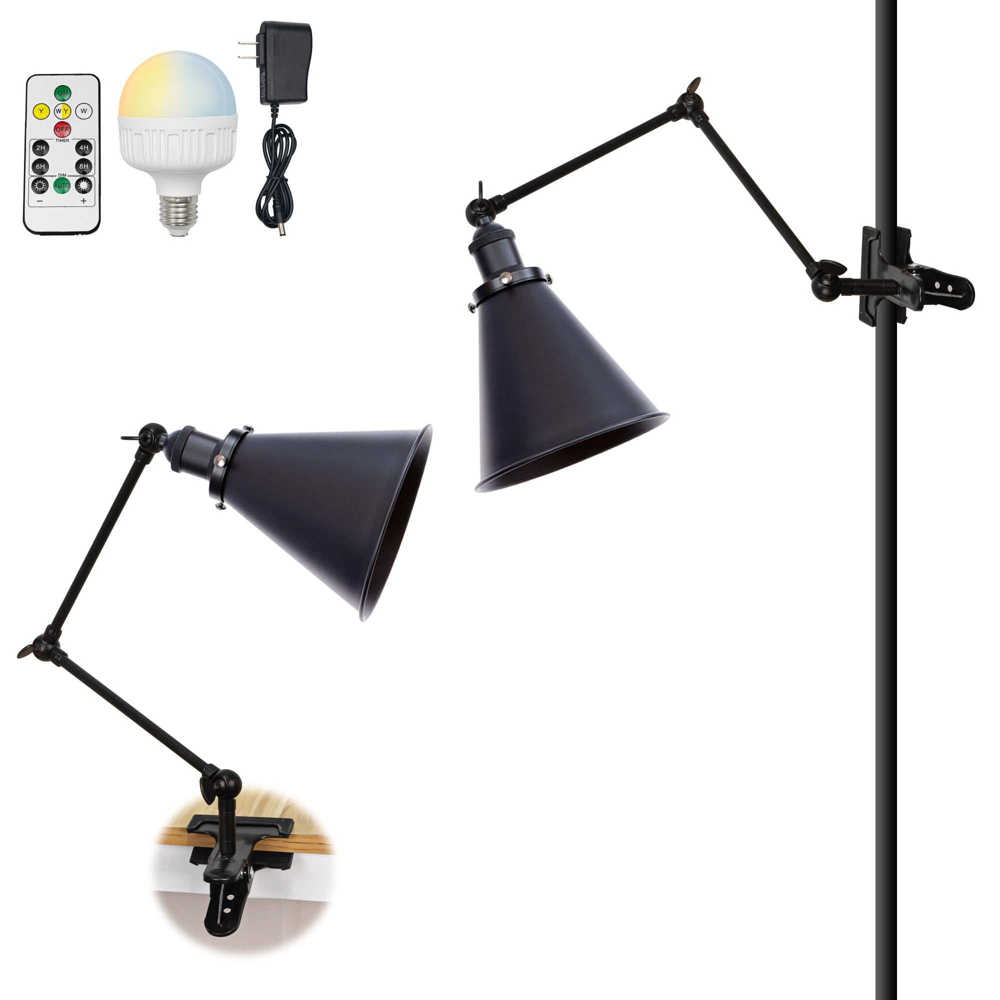 FSLiving LED Clip Light, Pole Mounted, Rechargeable, Remote Controlled ...