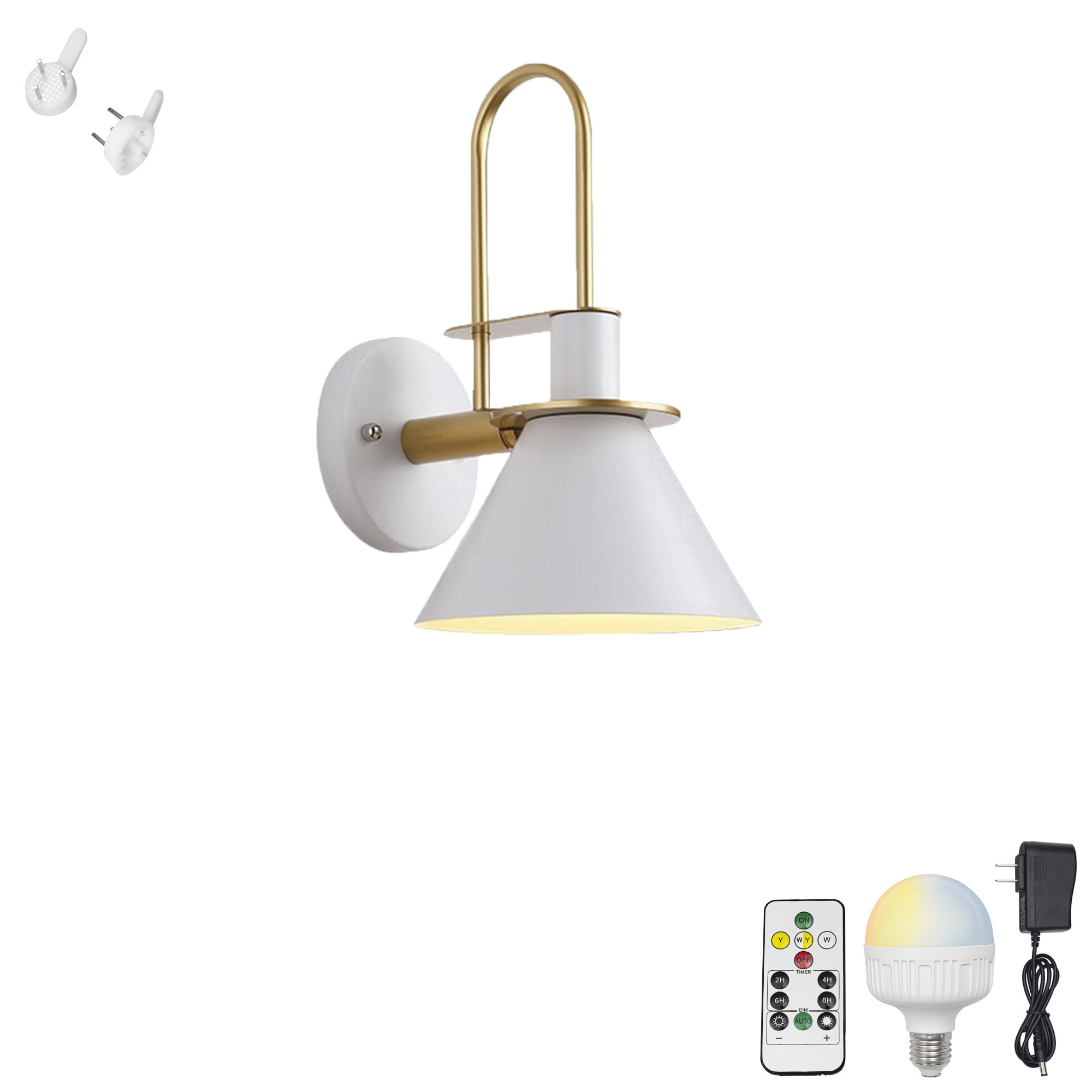 FSLiving Macaron White Metal Romantic Wall Sconces with Rechargeable ...