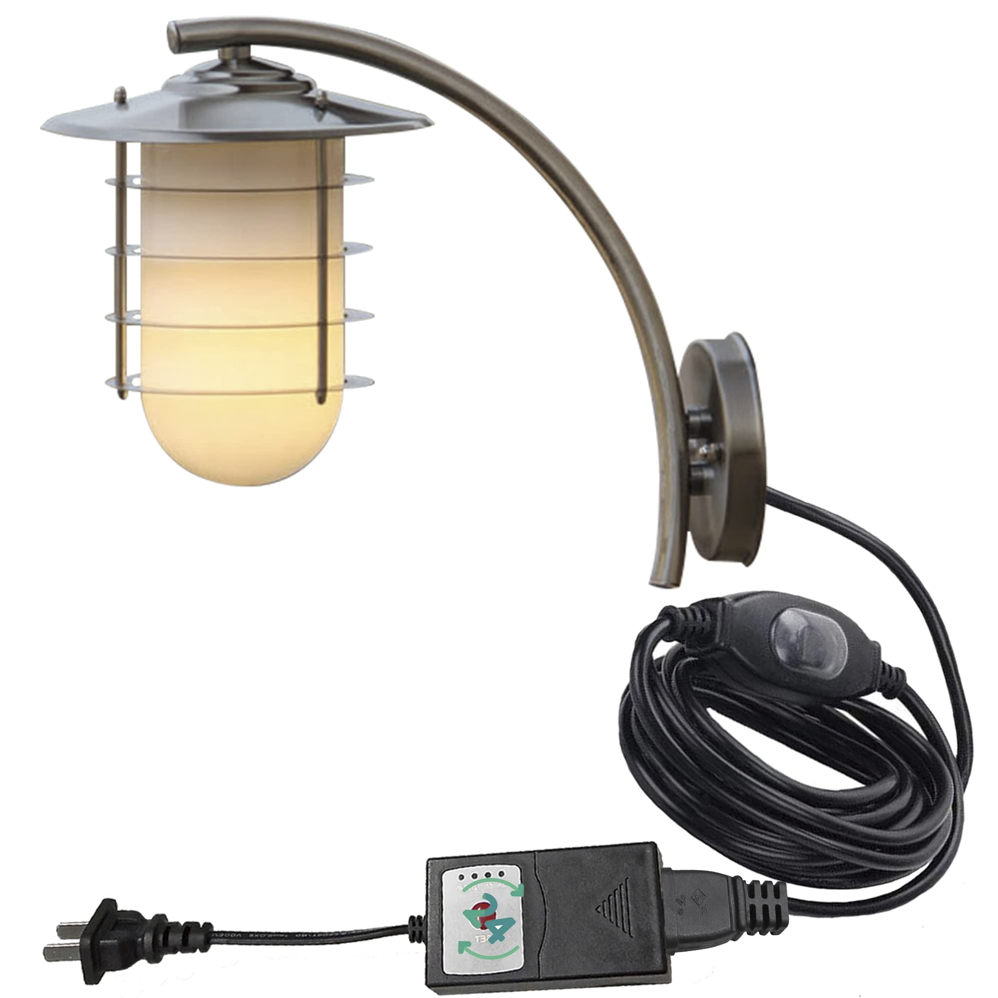 FSLiving Milky White PMMA Downward Wall Lamp with Auto Timer IP54 with ...