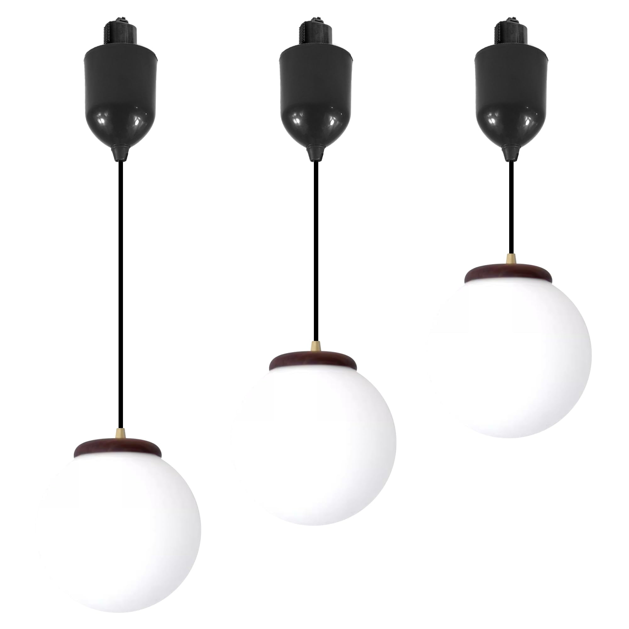 FSLiving Mini Adjustable Height Halo Track Light Pendants, 4 Ft Cord, H-Type Track Mount Blown ...