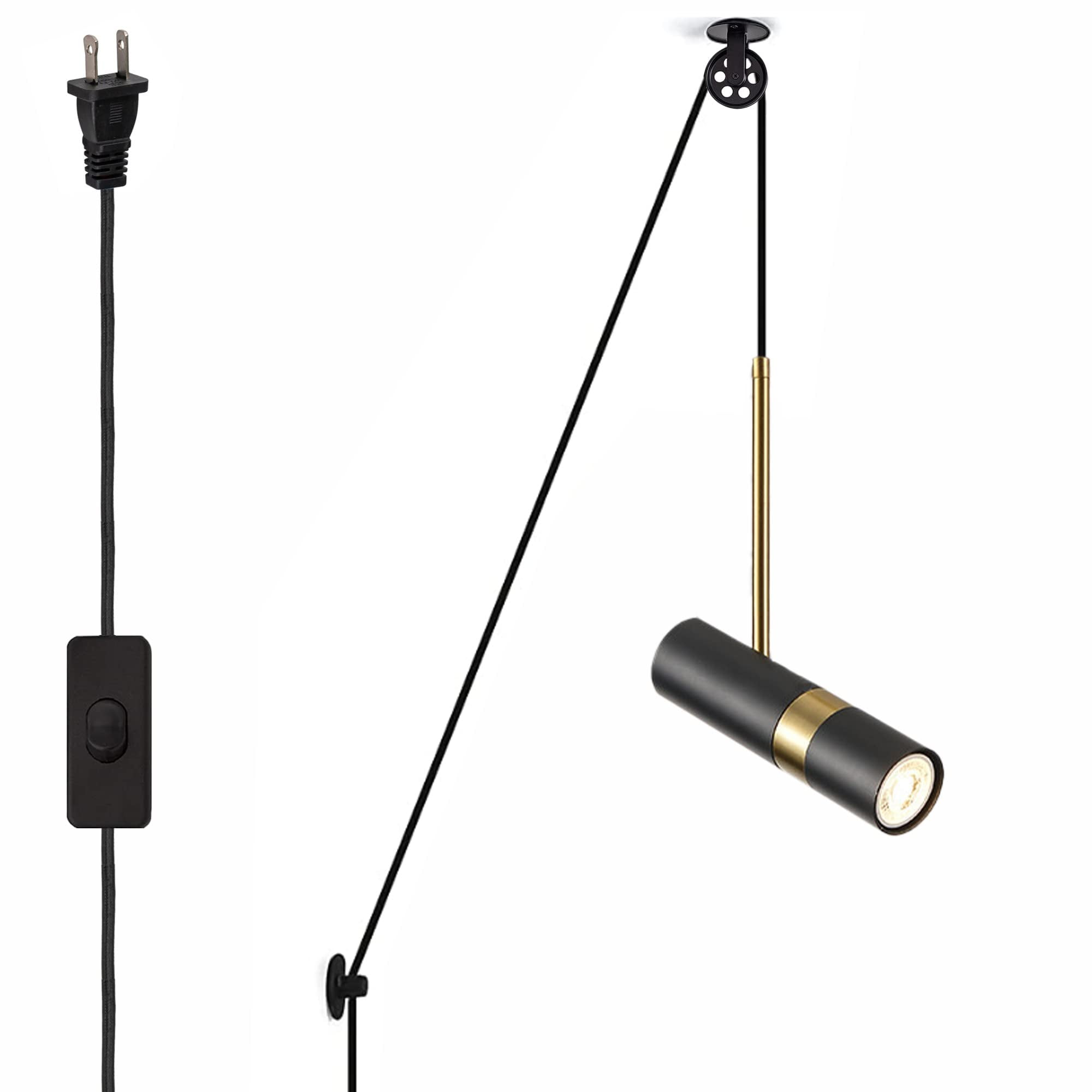 FSLiving Modern Black Swag Handle LED Pendant Lighting with Industrial ...