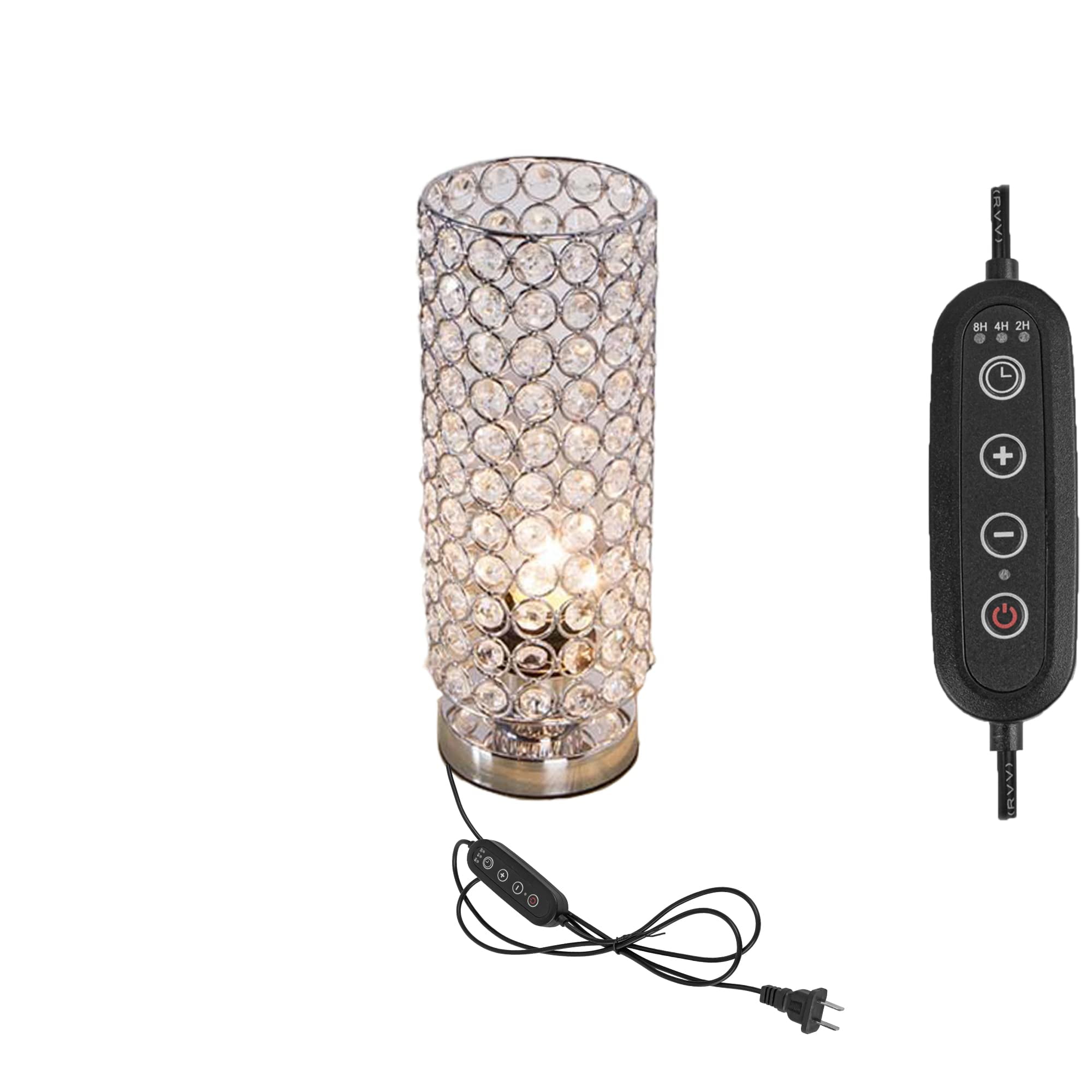 FSLiving Modern Crystal Diamond Table Lamp with in-Line Dimmer and ...