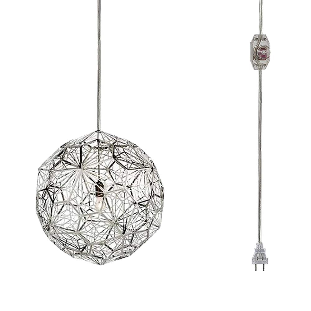 FSLiving Modern Nordic Chandelier Silver Hollow Metal Handmade Shade ...