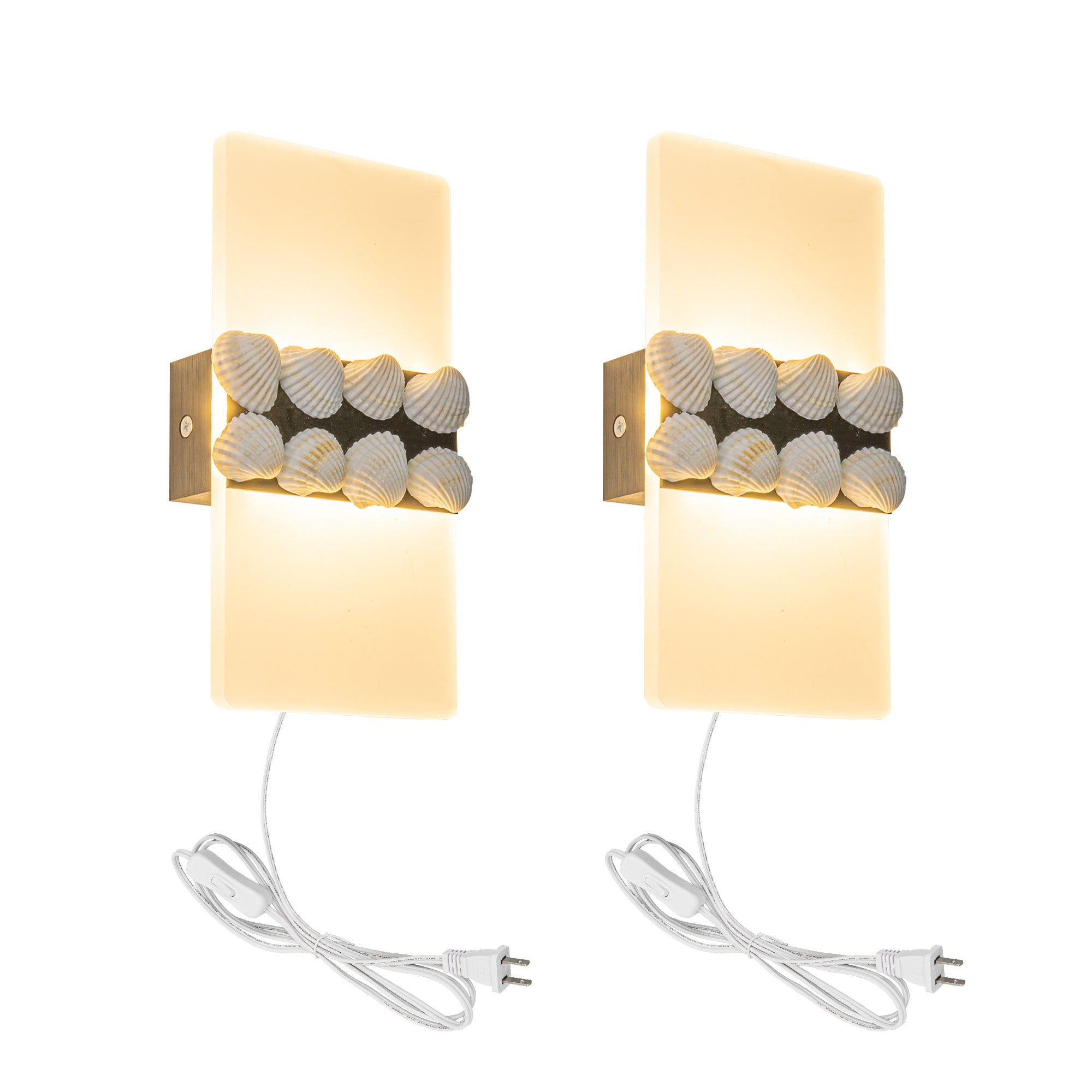 FSLiving Modern Wall Sconce with 5.9ft Plug-in Cord White Acrylic with ...