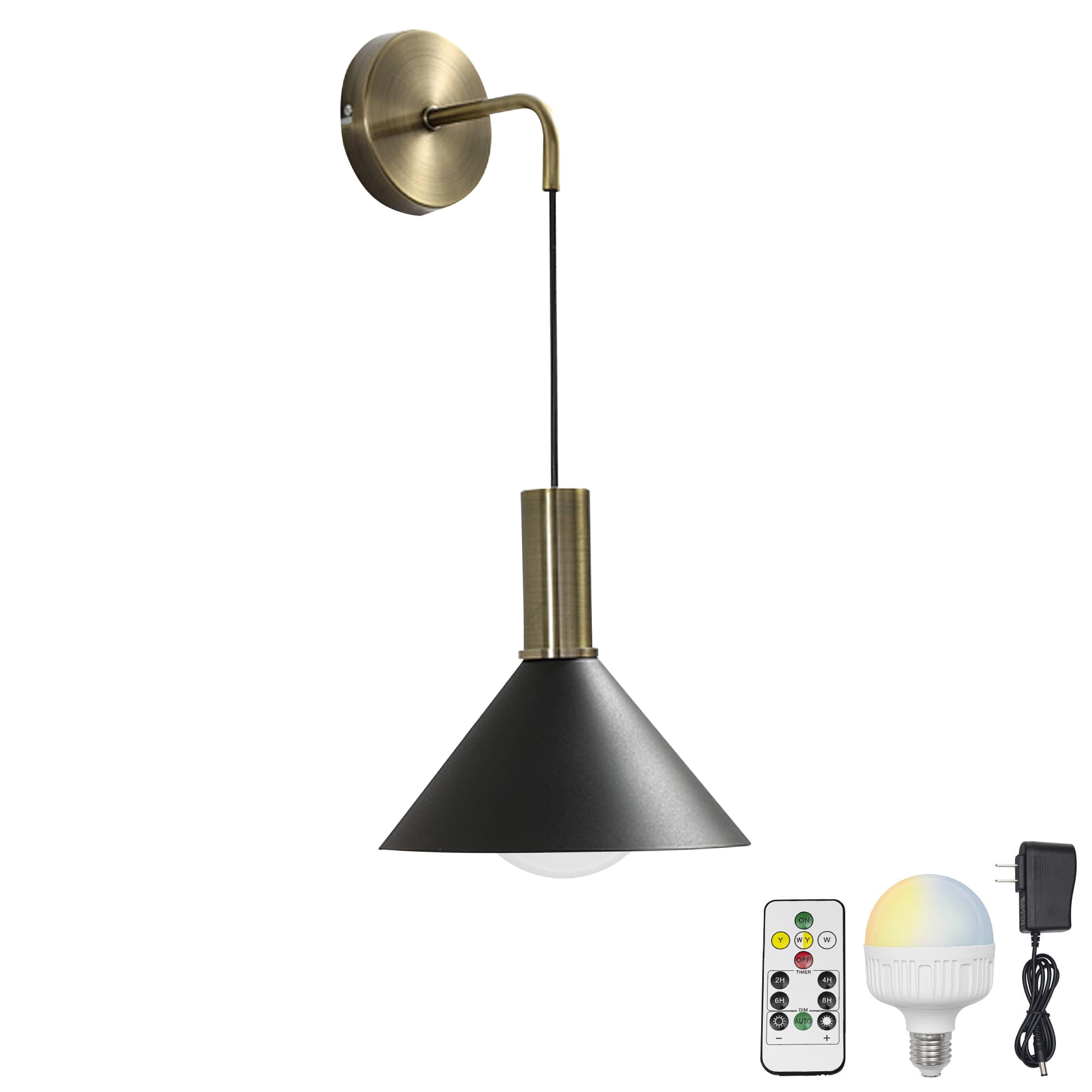 FSLiving Modern Wall Sconces Rechargeable Battery Run Remote Control ...
