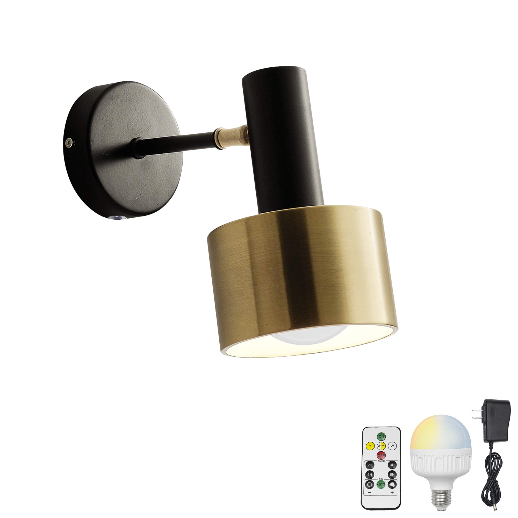FSLiving Modern Wall Sconces Rechargeable Battery Run Remote Control ...