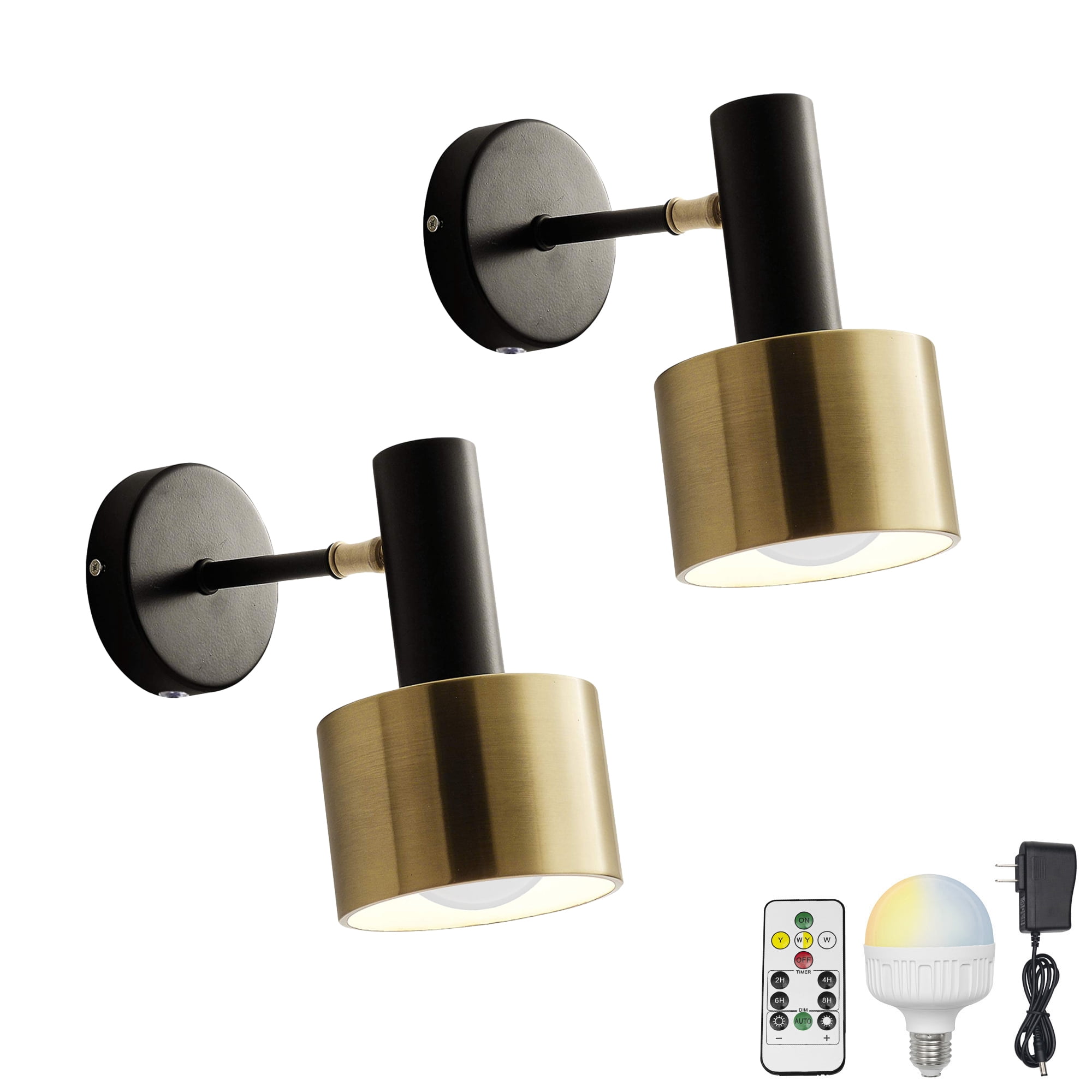 FSLiving Modern Wall Sconces Rechargeable Battery Run Remote Control ...