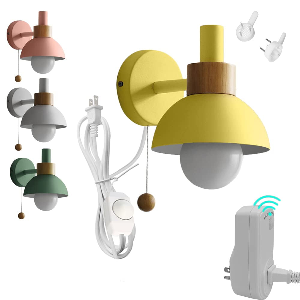 FSLiving Motion Sensor Bedside Romantic Warm Yellow Wall Lamp with 5 ...