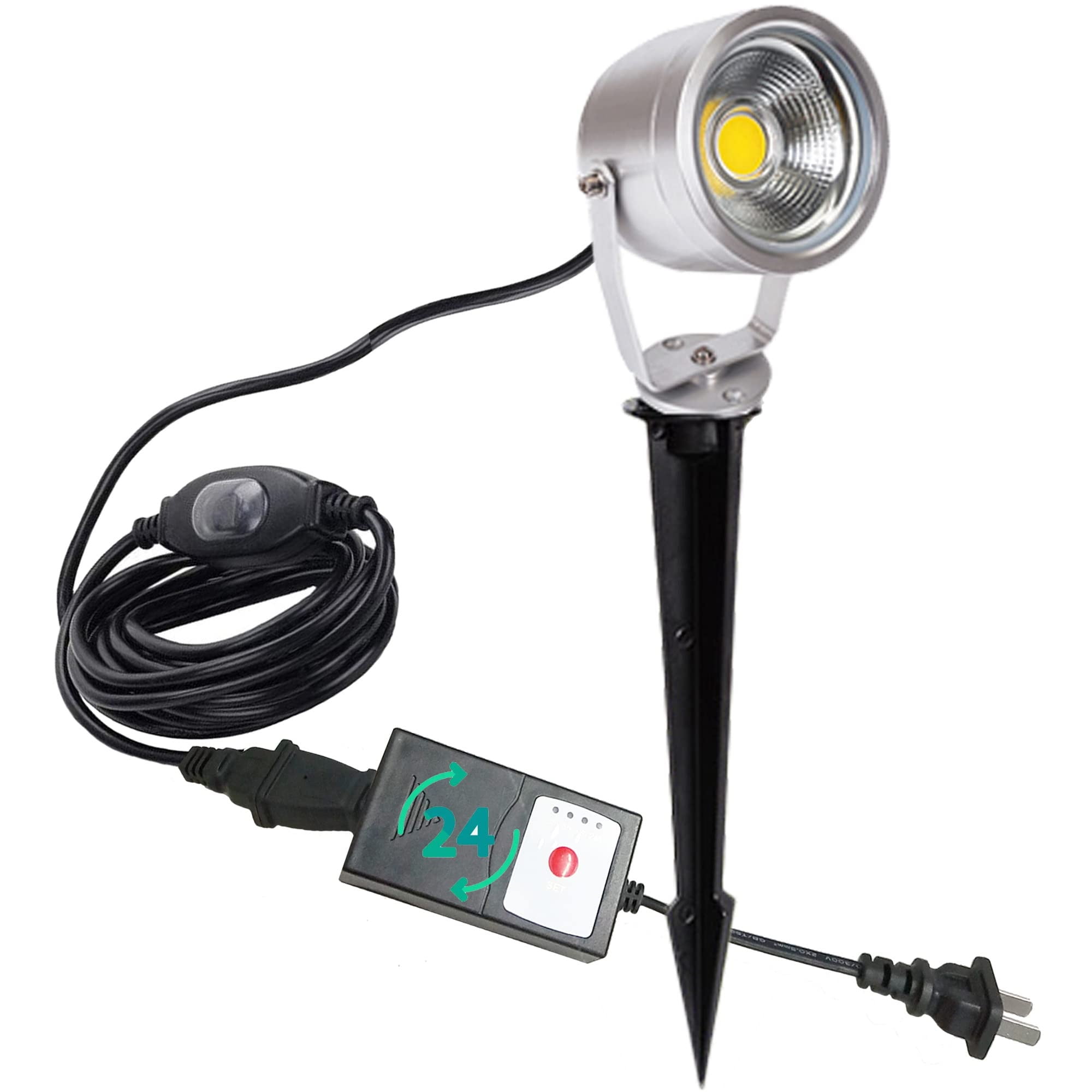 FSLiving Outdoor LED Spotlight Timer Waterproof Bright Flag Light with ...