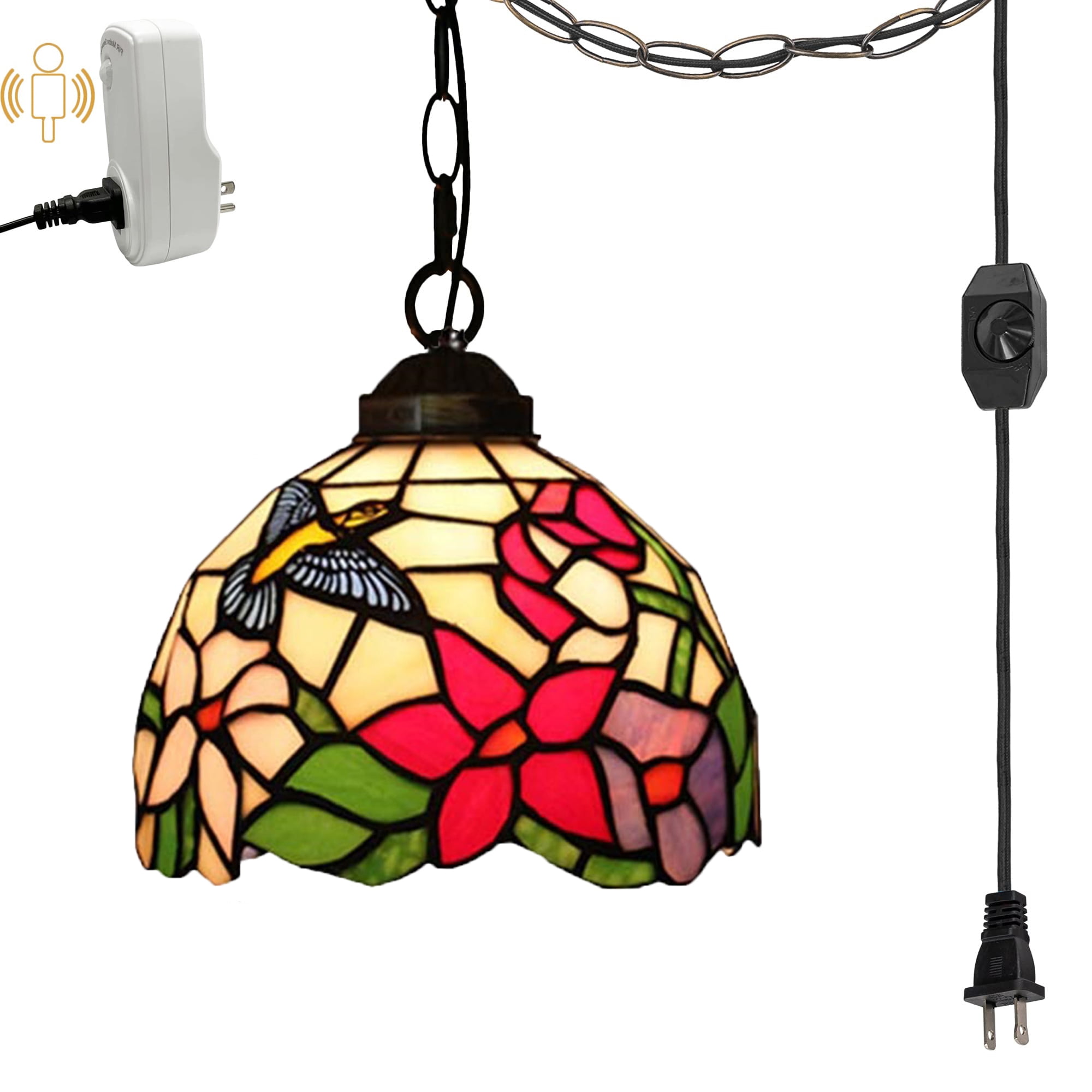 FSLiving PIR Motion Sensor Pendant Light Fixture with 15 Feet Plug-in ...