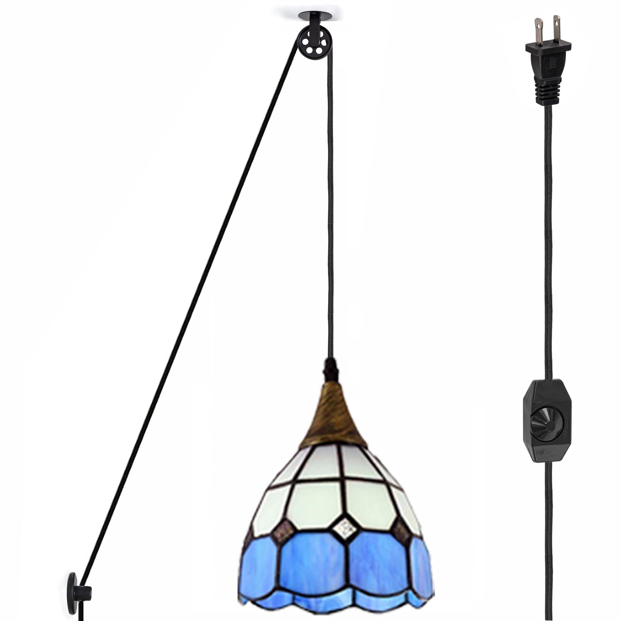 FSLiving Pendant Light Fixture Pulley Pendant Light With 20ft Plug In ...