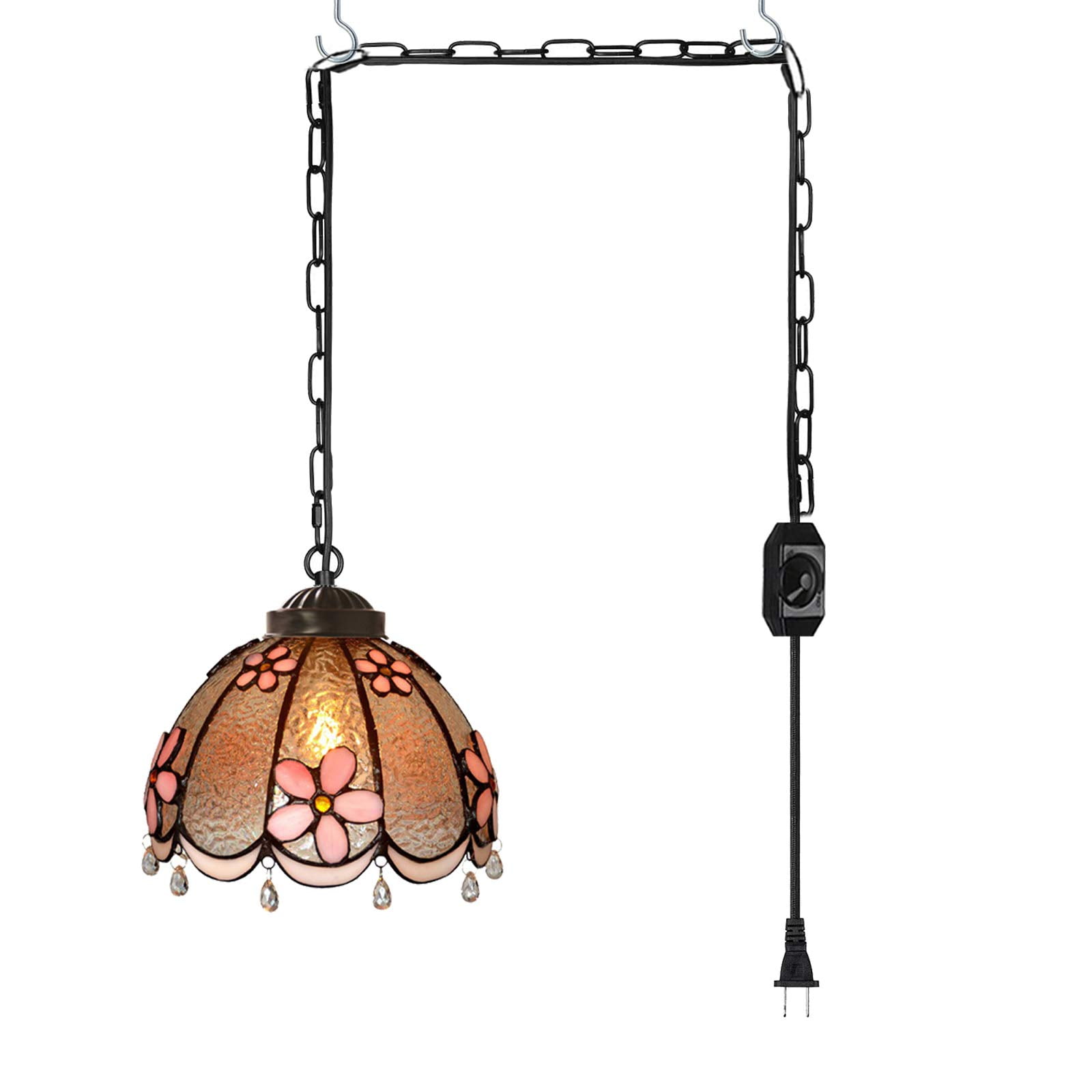 FSLiving Plug-in Pendant Hanging Light with 15FT Iron Chain Cord ...