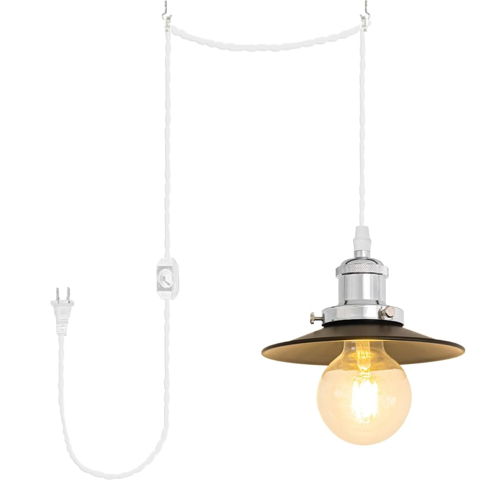 FSLiving Plug-in Pendant Light with 15ft Dimmer Switch Cord, Industrail ...