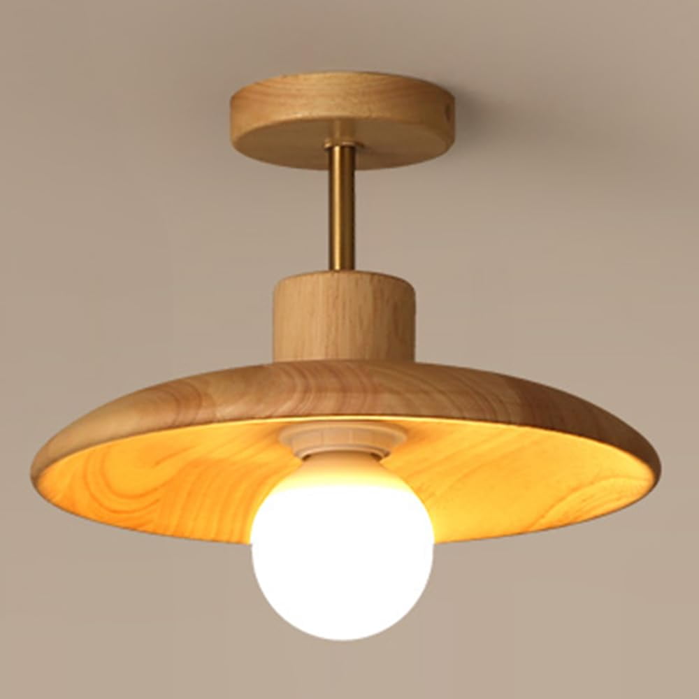 FSLiving RV Hardwired Frisbee Shape Cream Wood Wall Light with 12V ...