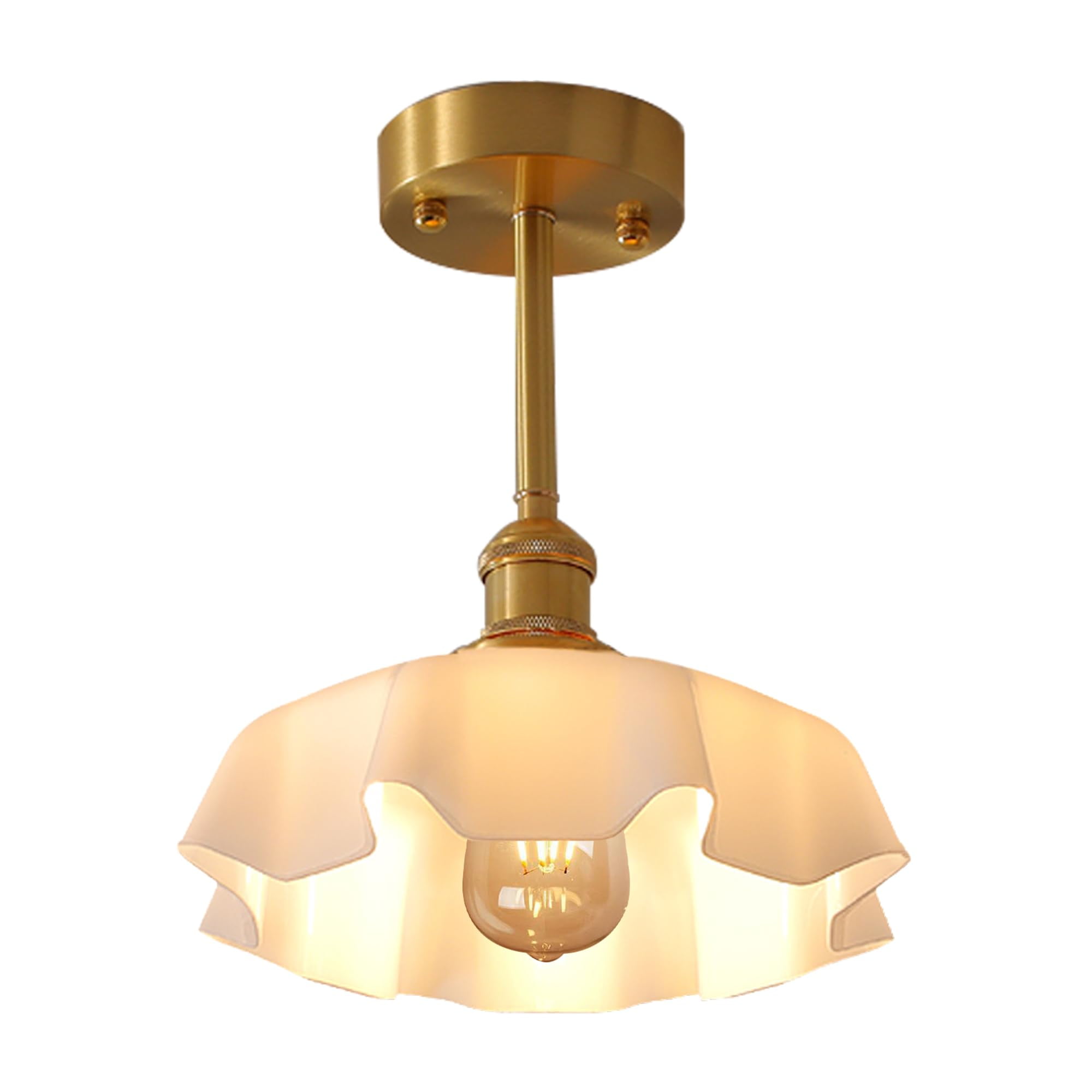 FSLiving RV Hardwired White Glass Wall Light, 12V Retro Copper RV ...