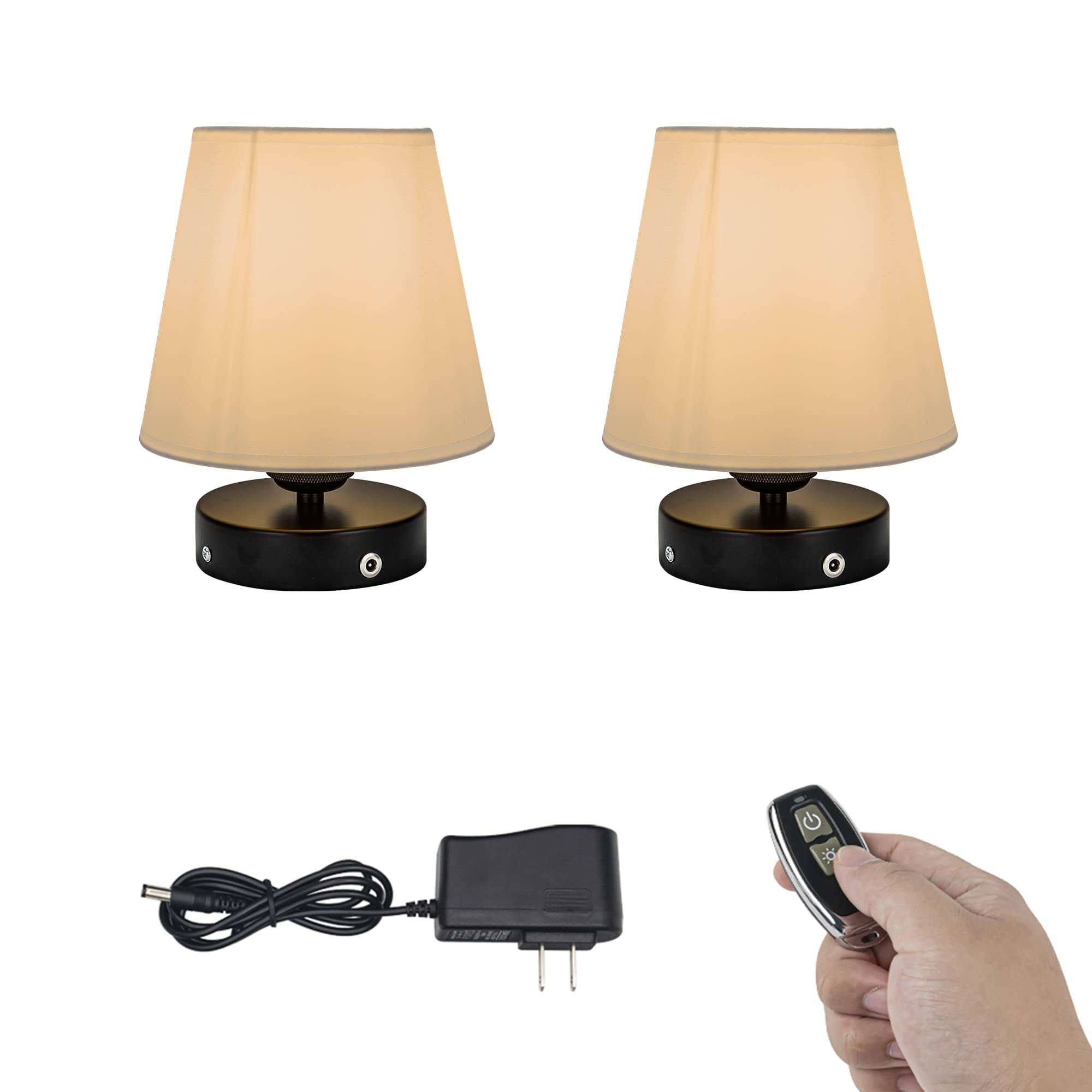 FSLiving Rechargeable Baterry Operated Bedside Table Lamp with Remote ...